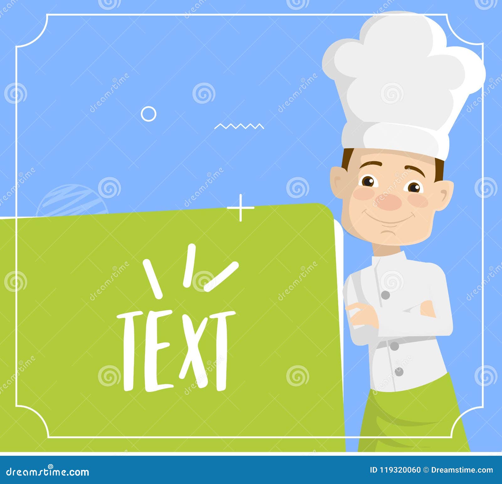 Cartoon Chef Text Banner Flat Vector Illustration Design Stock Vector ...