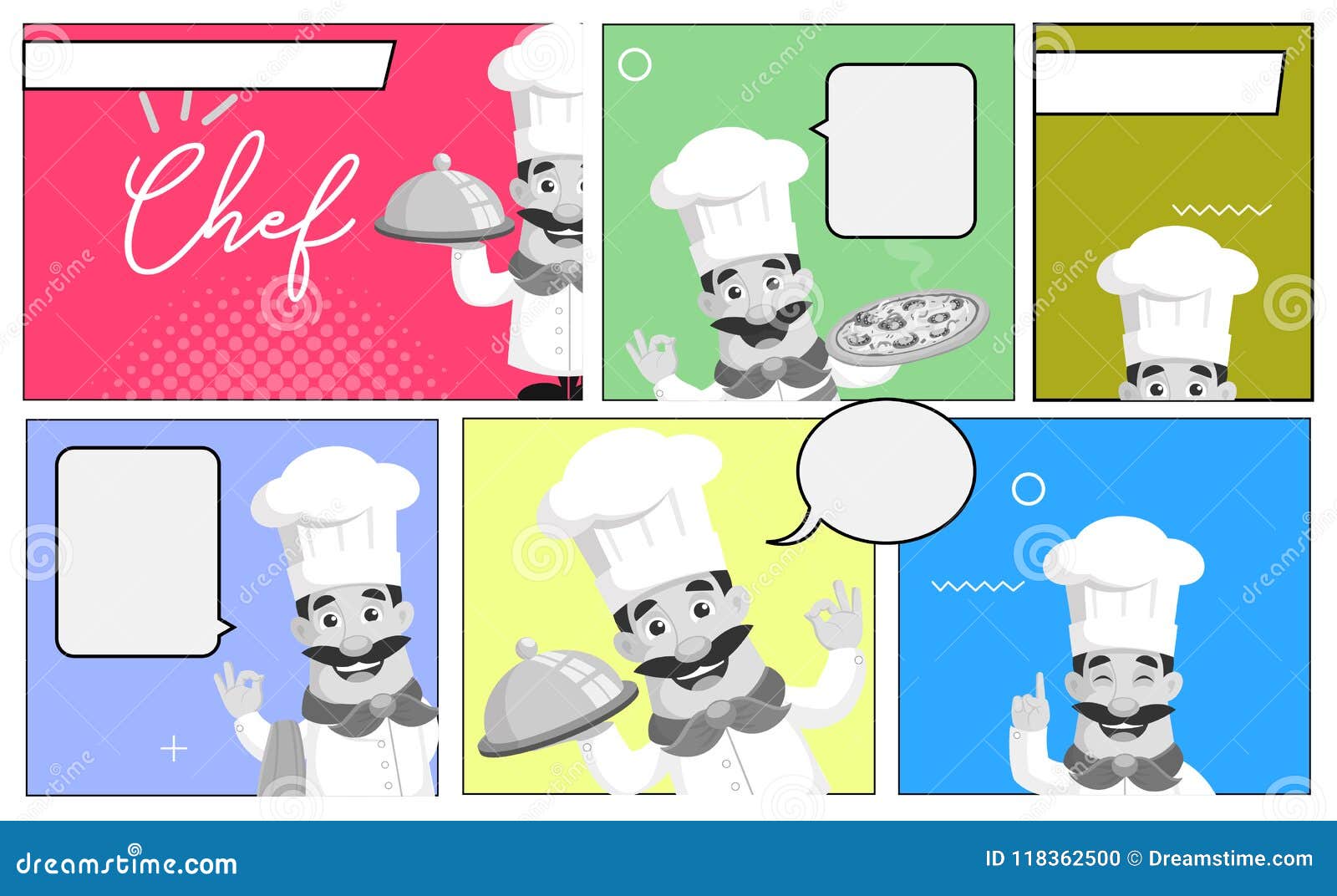 Chef Comic Strip Story Board Vector Illustration Design Stock Vector ...