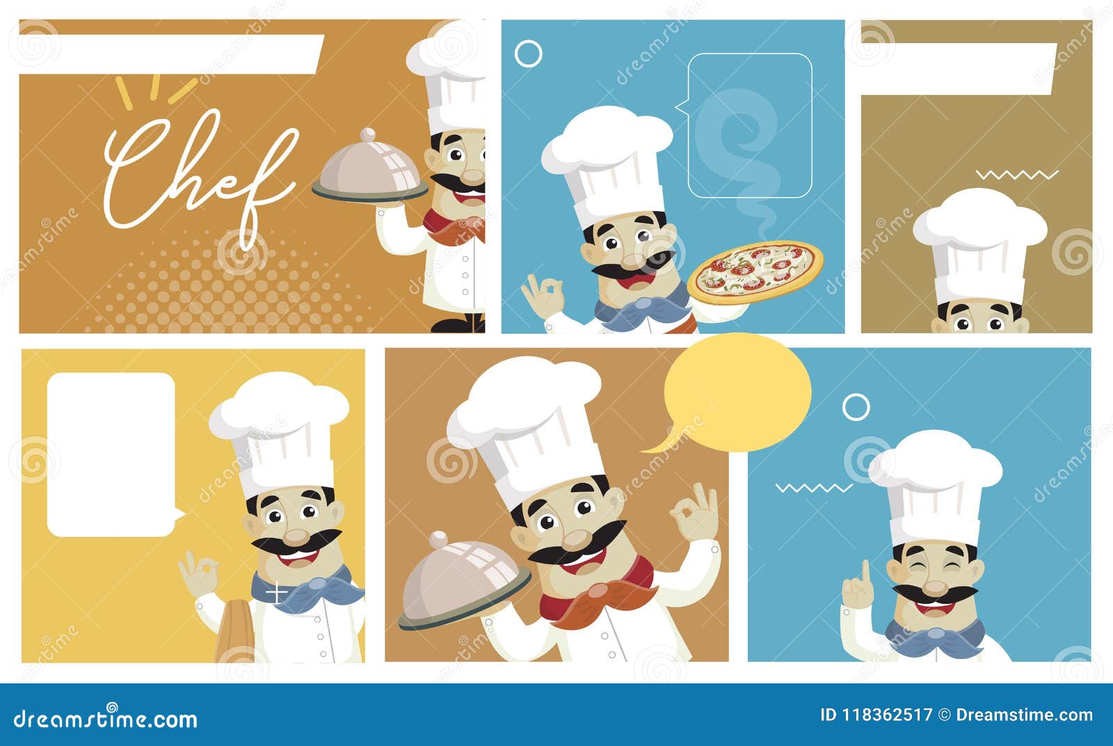 Chef Comic Strip Story Board Vector Illustration Design Stock Vector ...
