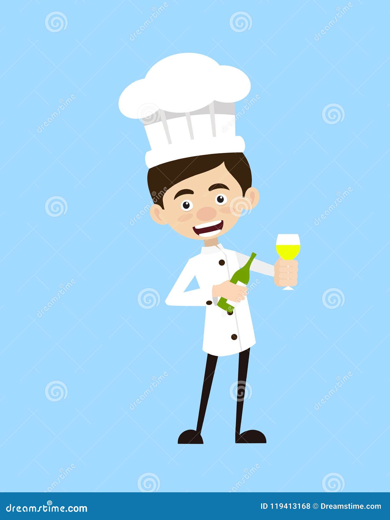 Chef Vector Illustration Design - Serving Wine Stock Illustration ...