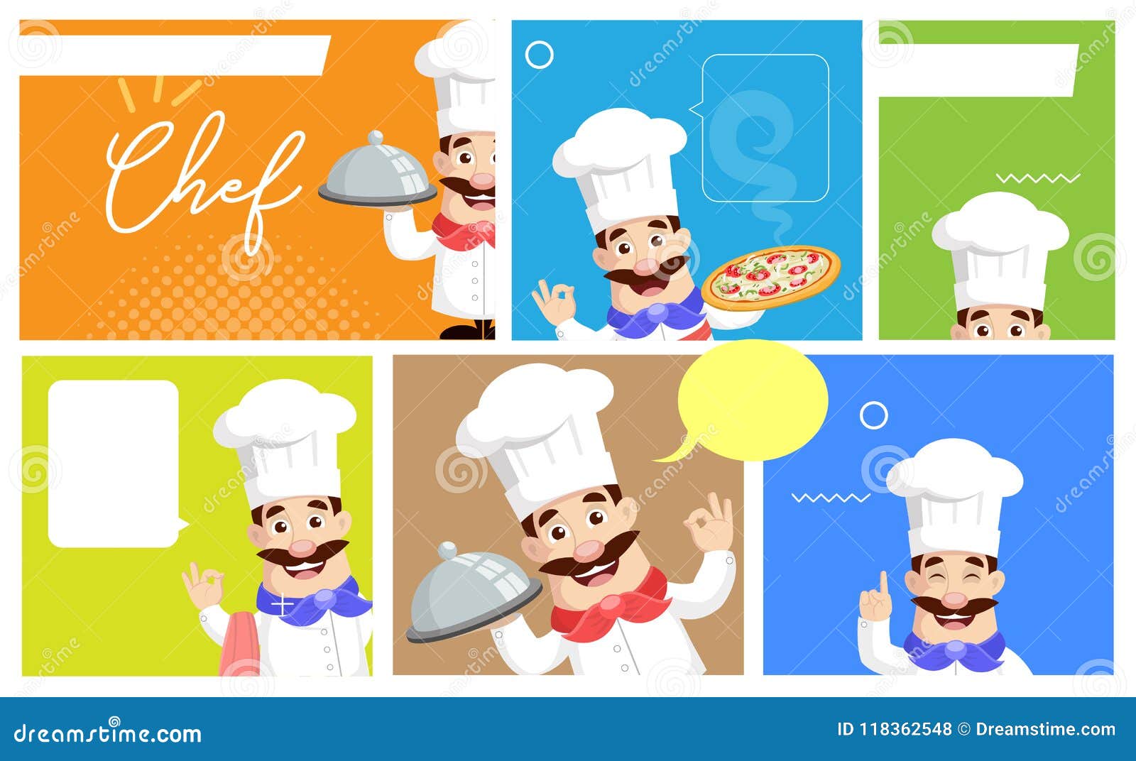 Chef Comic Strip Style Story Board Vector Illustration Design Stock ...