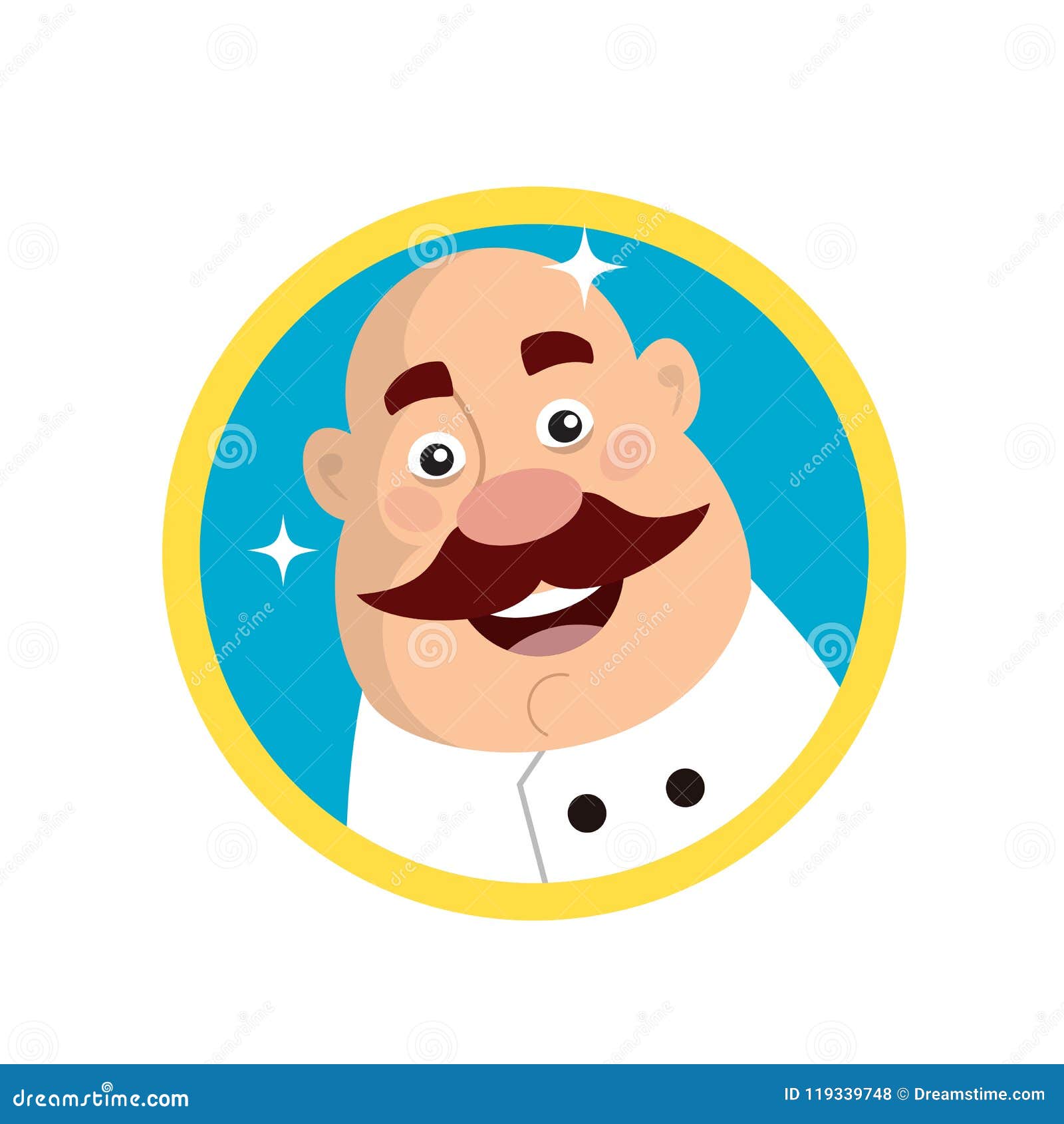 Fat Cartoon Chef Bald Flat Vector Illustration Design Stock Vector ...