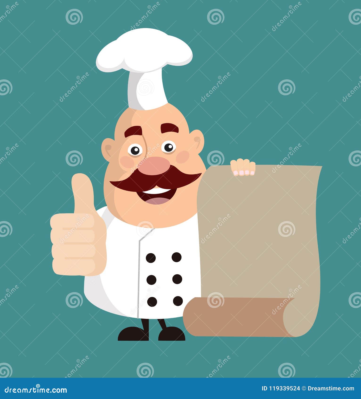 Fat Cartoon Chef List Flat Vector Illustration Design Stock Vector ...