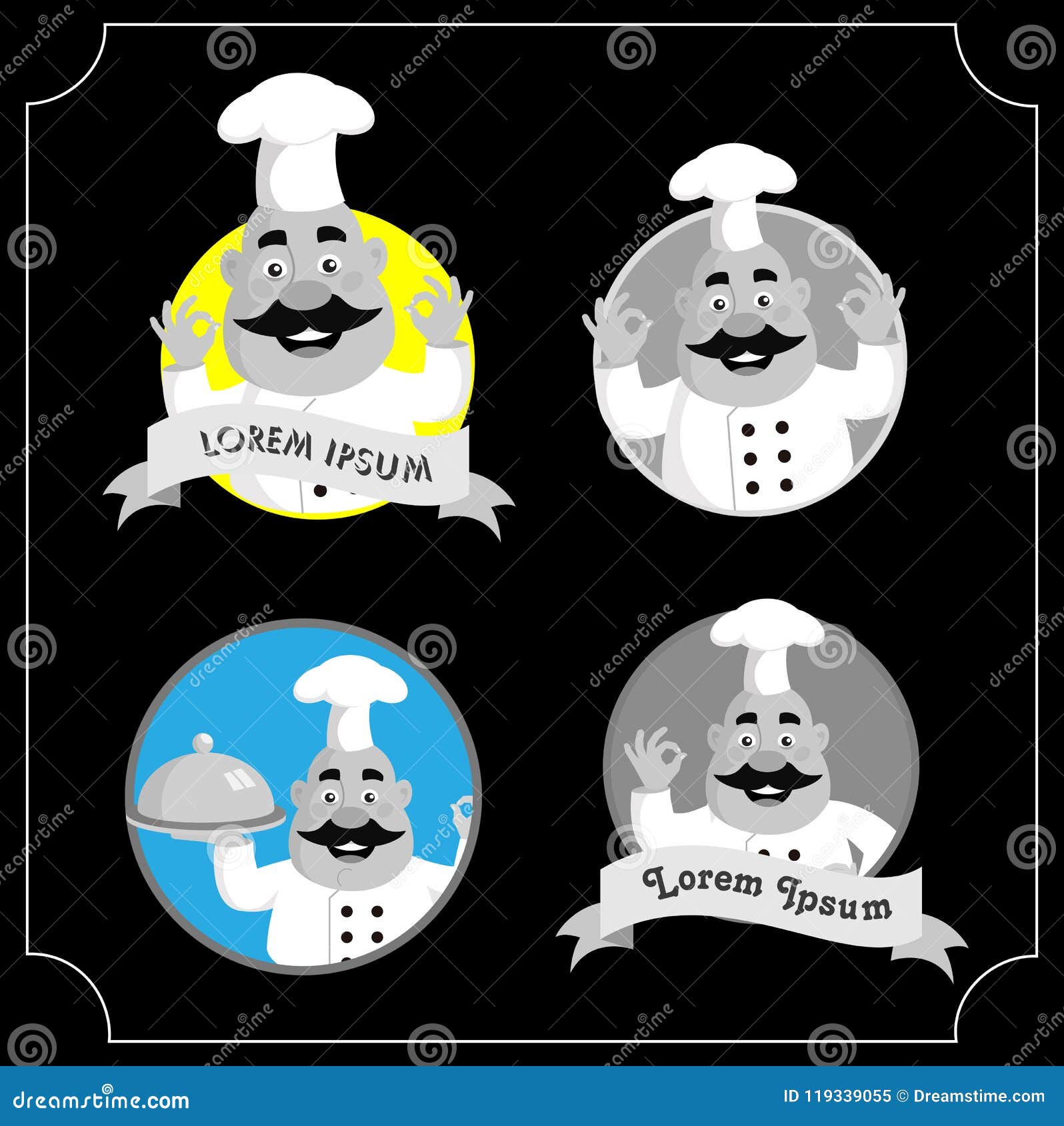 Fat Cartoon Chef Mascots Flat Vector Illustration Design Stock Vector ...