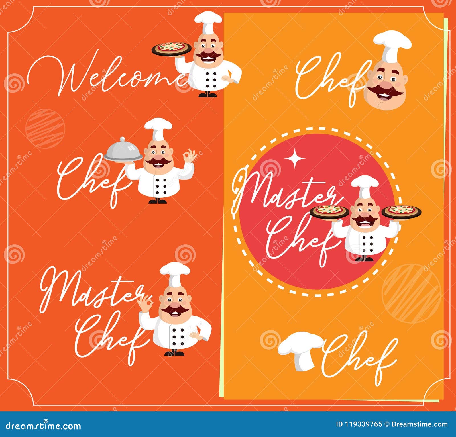 Fat Cartoon Chef Text Logos Flat Vector Illustration Design Stock ...