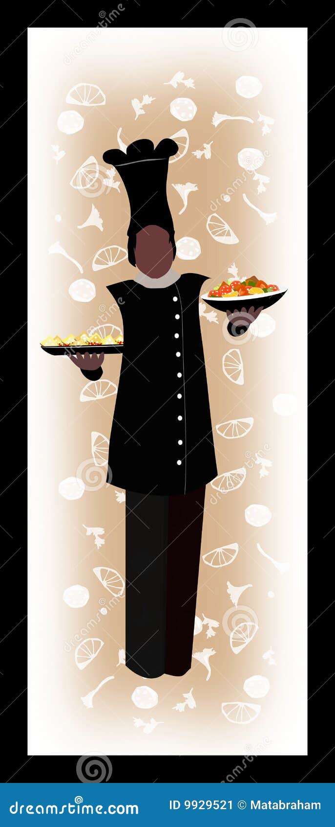Chef with His Dish Silhouette Stock Illustration - Illustration of ...