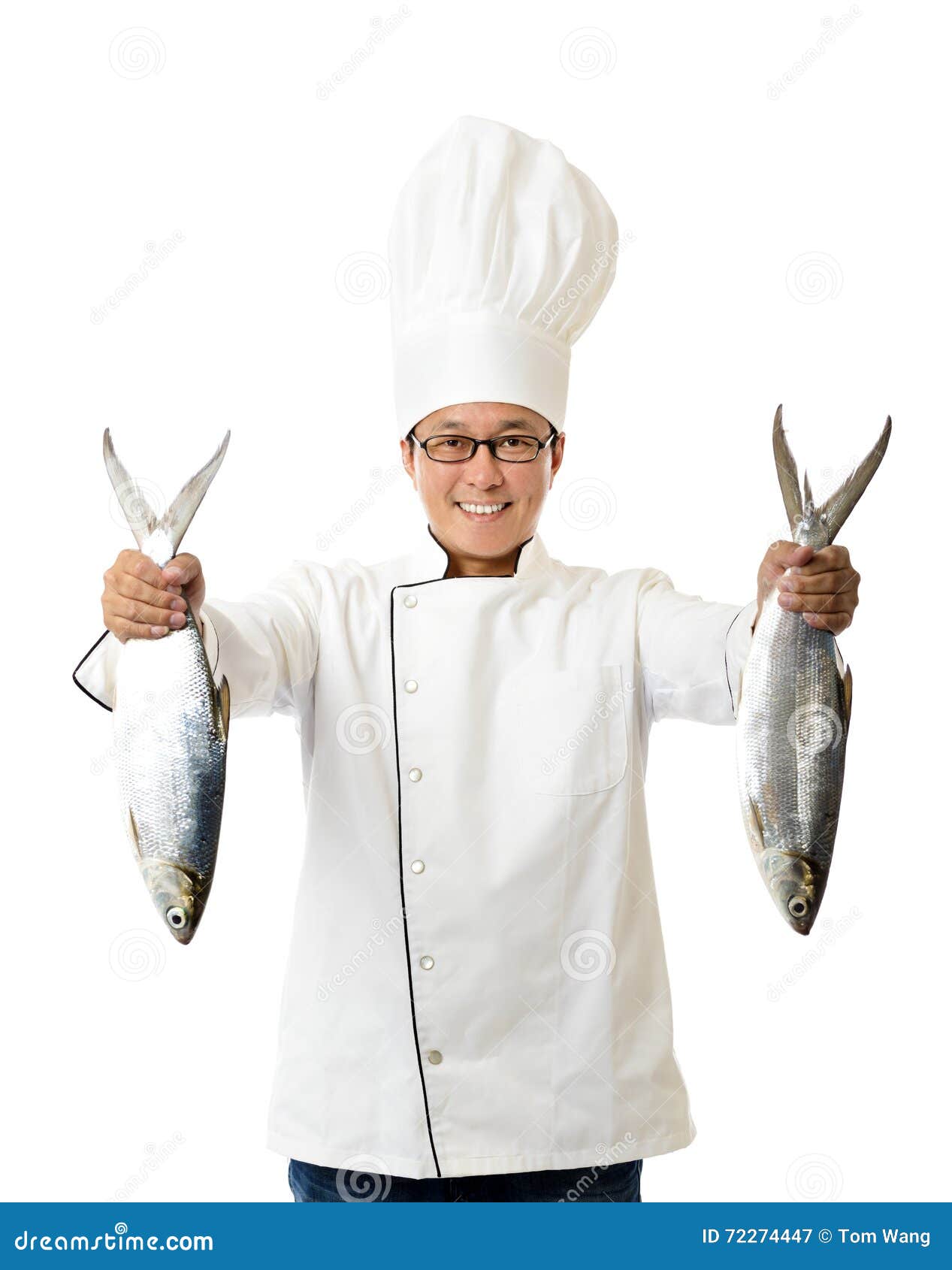 Chef Holding Big Fish Isolated on White Stock Image - Image of fresh ...