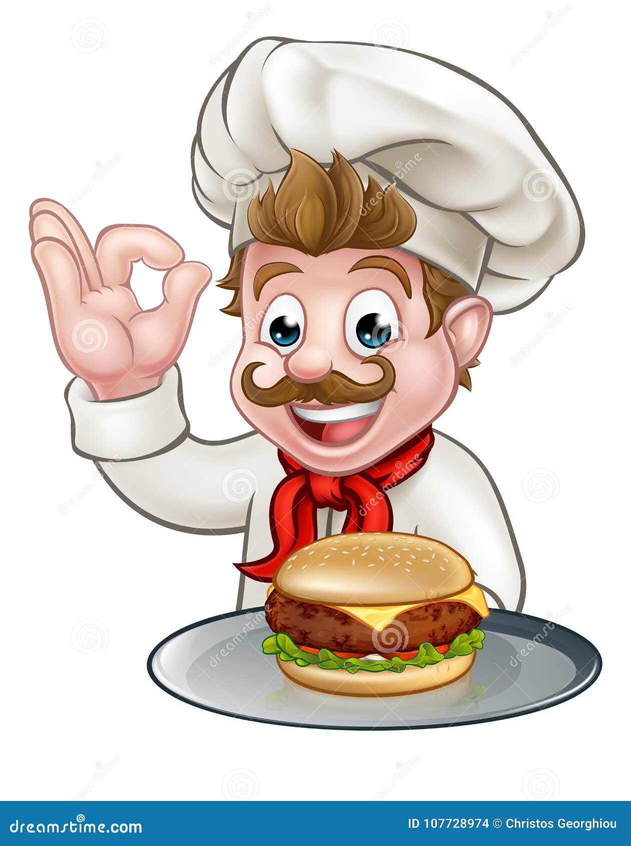 Chef Holding Burger stock vector. Illustration of away - 107728974