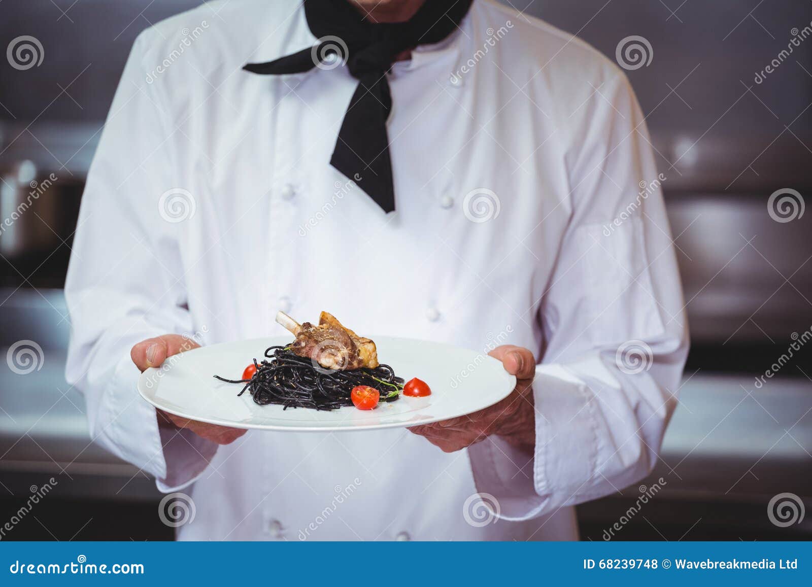 Chef Holding a Dish with Spaghetti Stock Photo - Image of plate, food ...