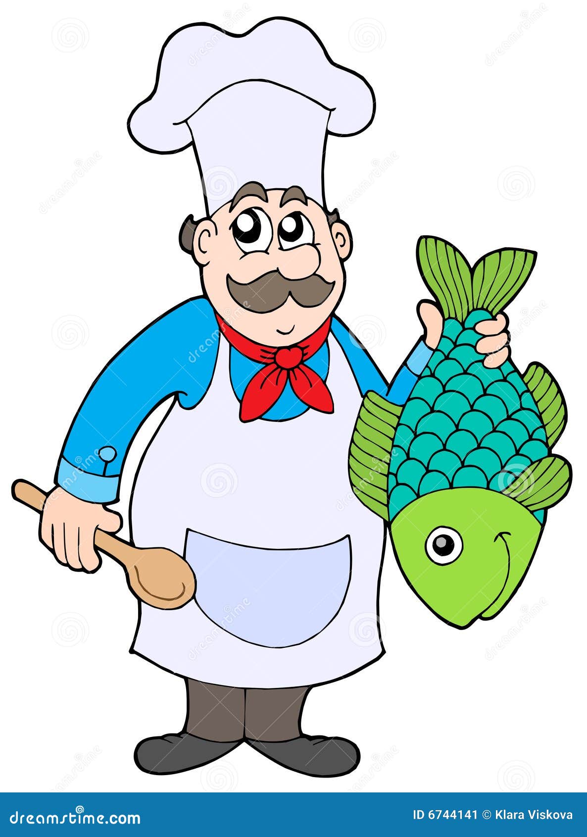 Chef holding fish stock vector. Illustration of chef, cook - 6744141