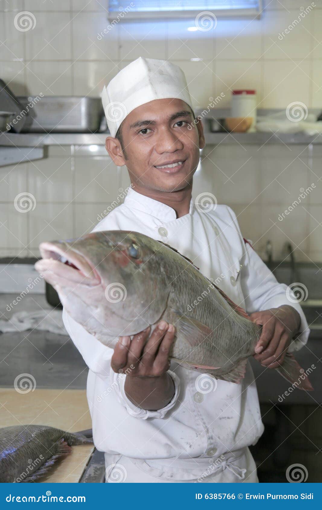 Chef Holding Fish at Butcher Stock Photo - Image of industry, food: 6385766