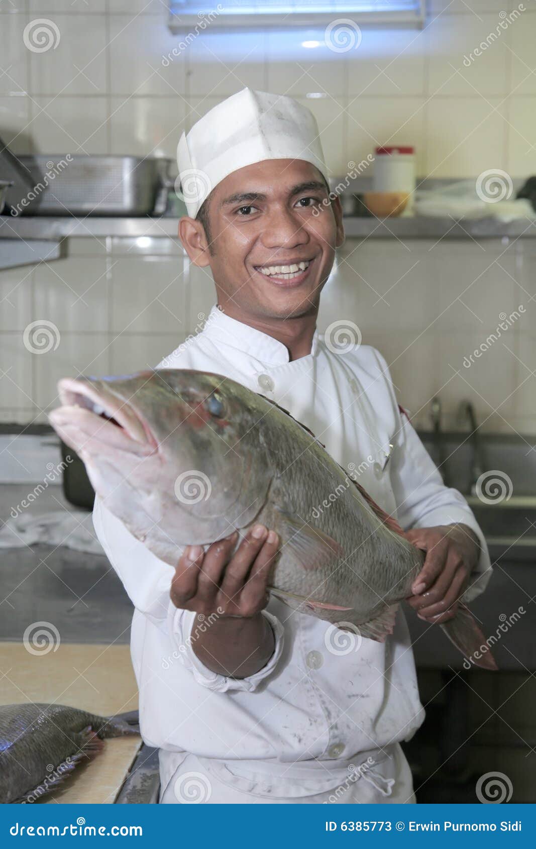 Chef Holding Fish at Butcher Stock Image - Image of seafood, male: 6385773