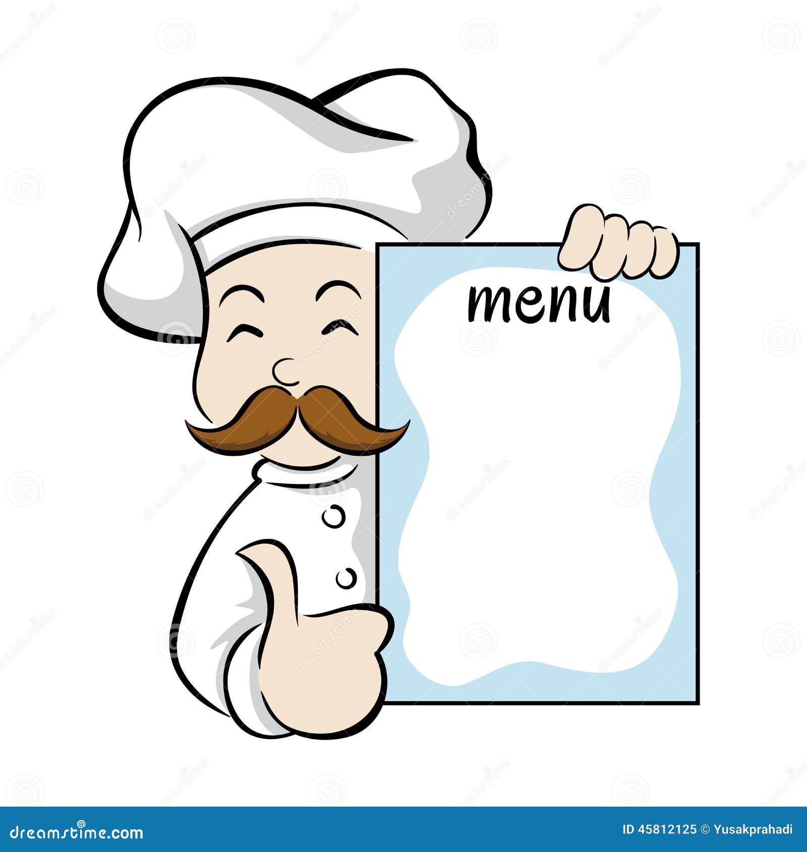 Chef holding menu sign stock vector. Illustration of person - 45812125