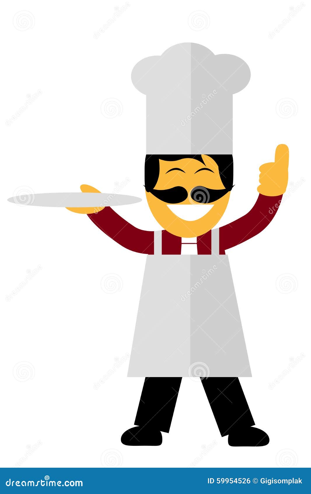 Chef - Holding a Plate, Isolated on White Stock Vector - Illustration ...