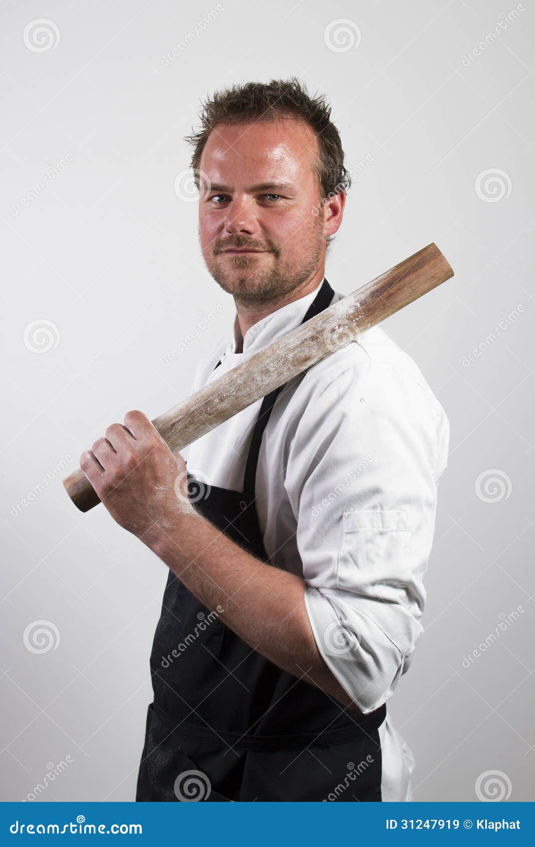Chef holding rolling pin stock image. Image of food, rolling - 31247919