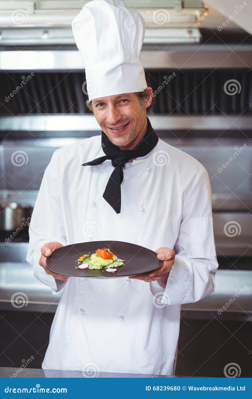 Chef Holding and Showing a Dish Stock Photo - Image of perfect, plate ...