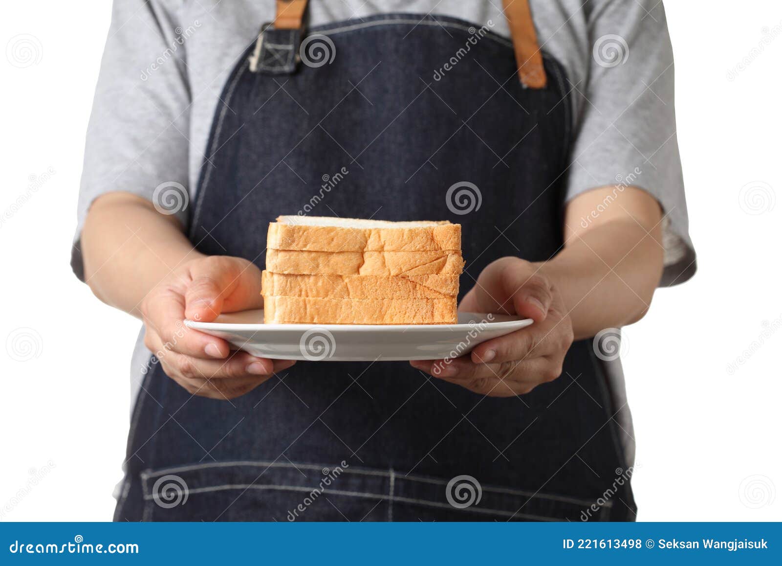 Chef Holding Toast Wheat Bread Sliced on White Background Stock Photo ...