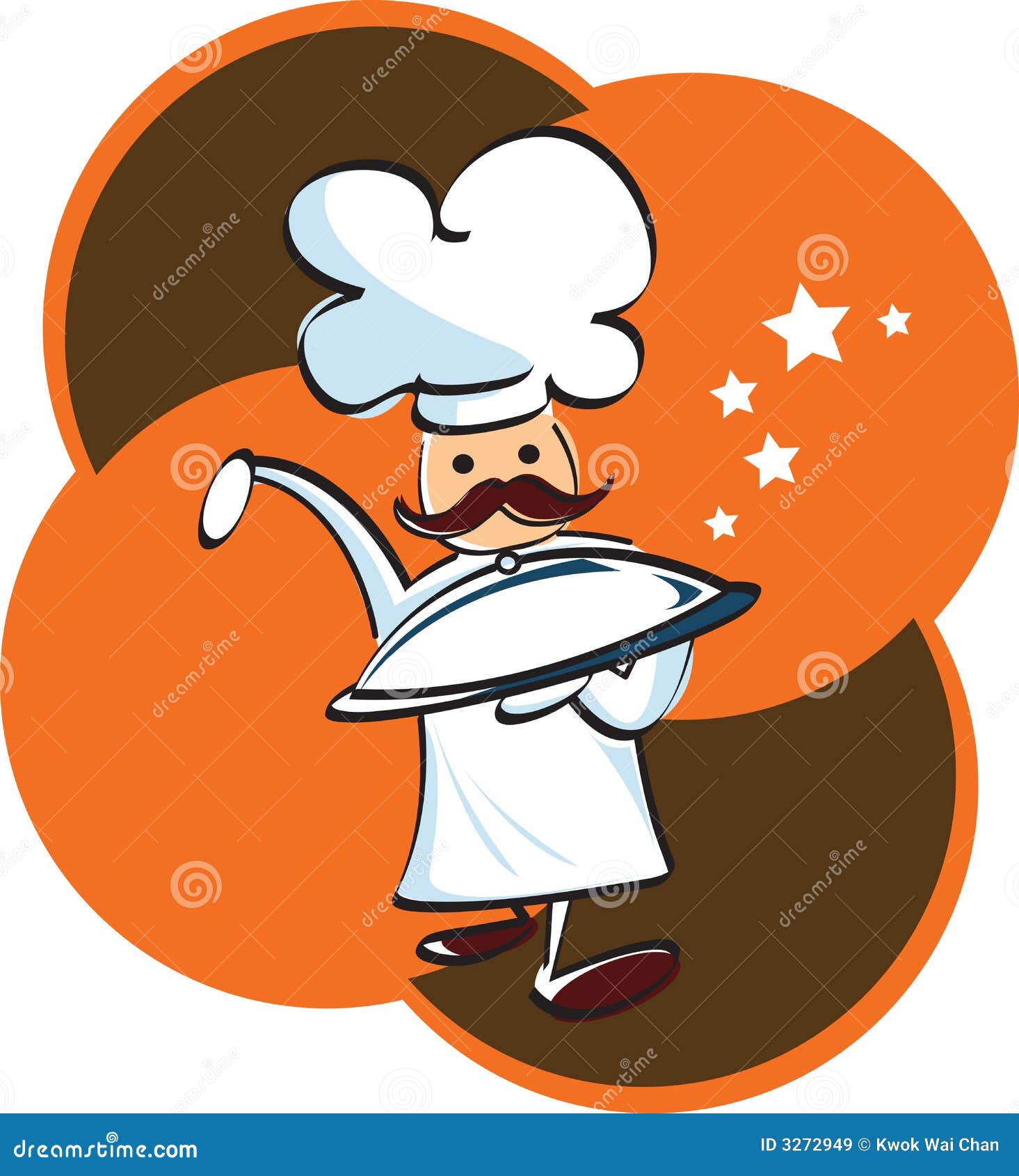 Chef holding tray-covered stock vector. Illustration of sign - 3272949