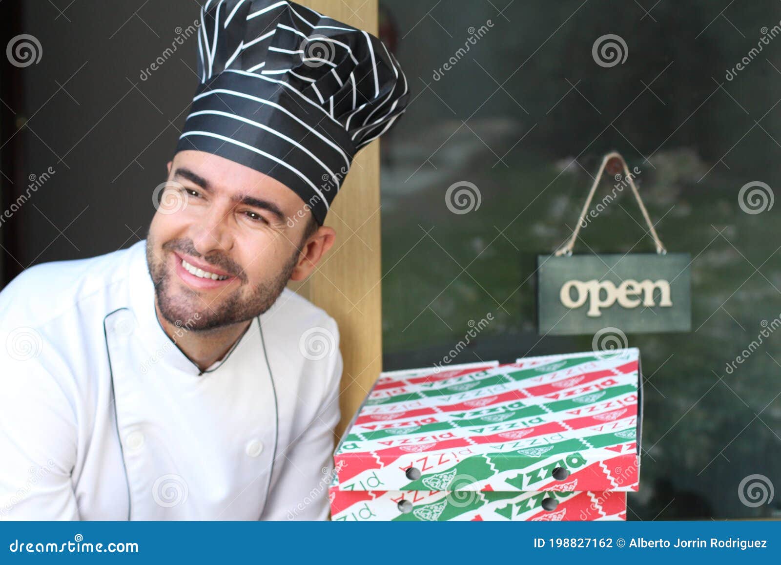 Chef Holding Two Pizza Boxes Stock Photo - Image of person, bakery ...
