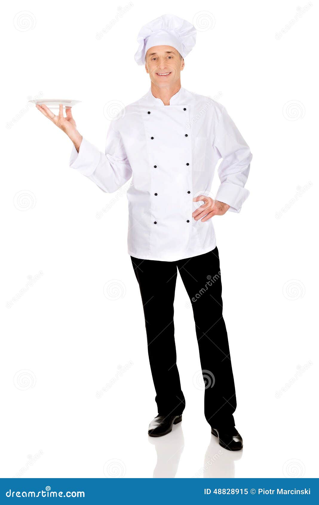 Chef Holding White Porcelain Plate Stock Image - Image of handsome ...