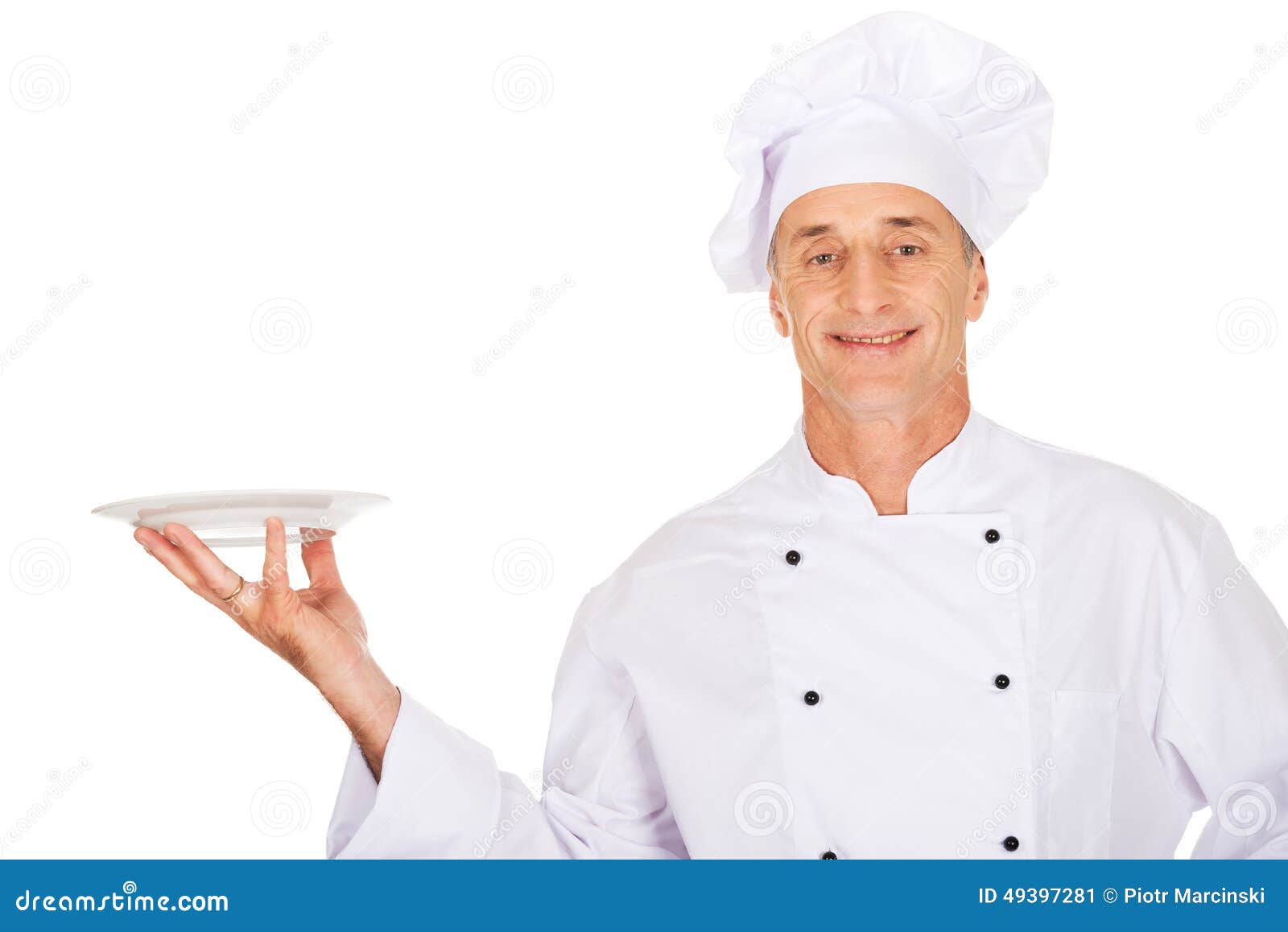 Chef Holding White Porcelain Plate Stock Photo - Image: 49397281