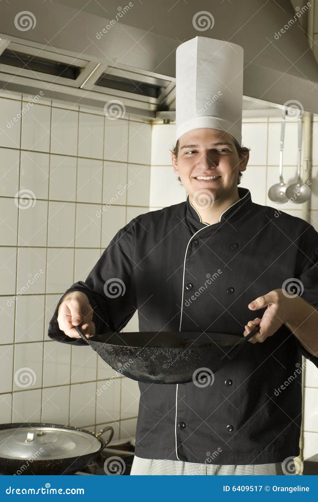 Chef Holding a Wok stock image. Image of sink, school - 6409517