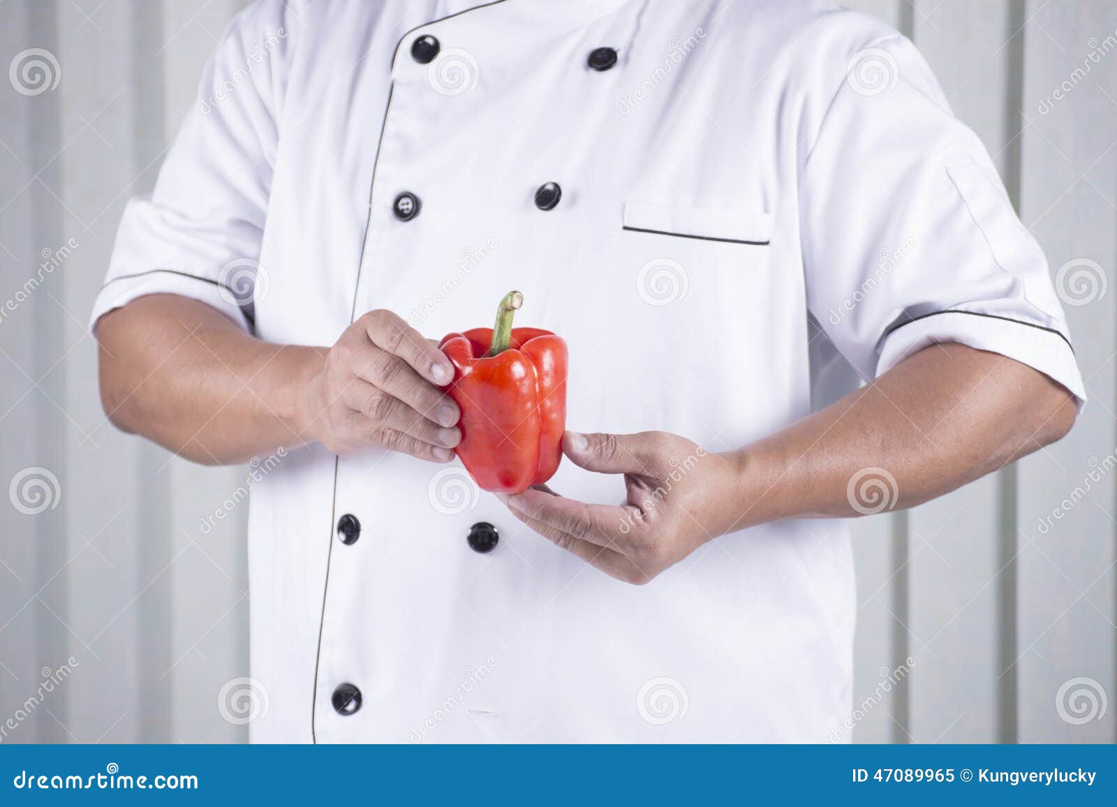 Chef holds red bell pepper stock image. Image of cook - 47089965