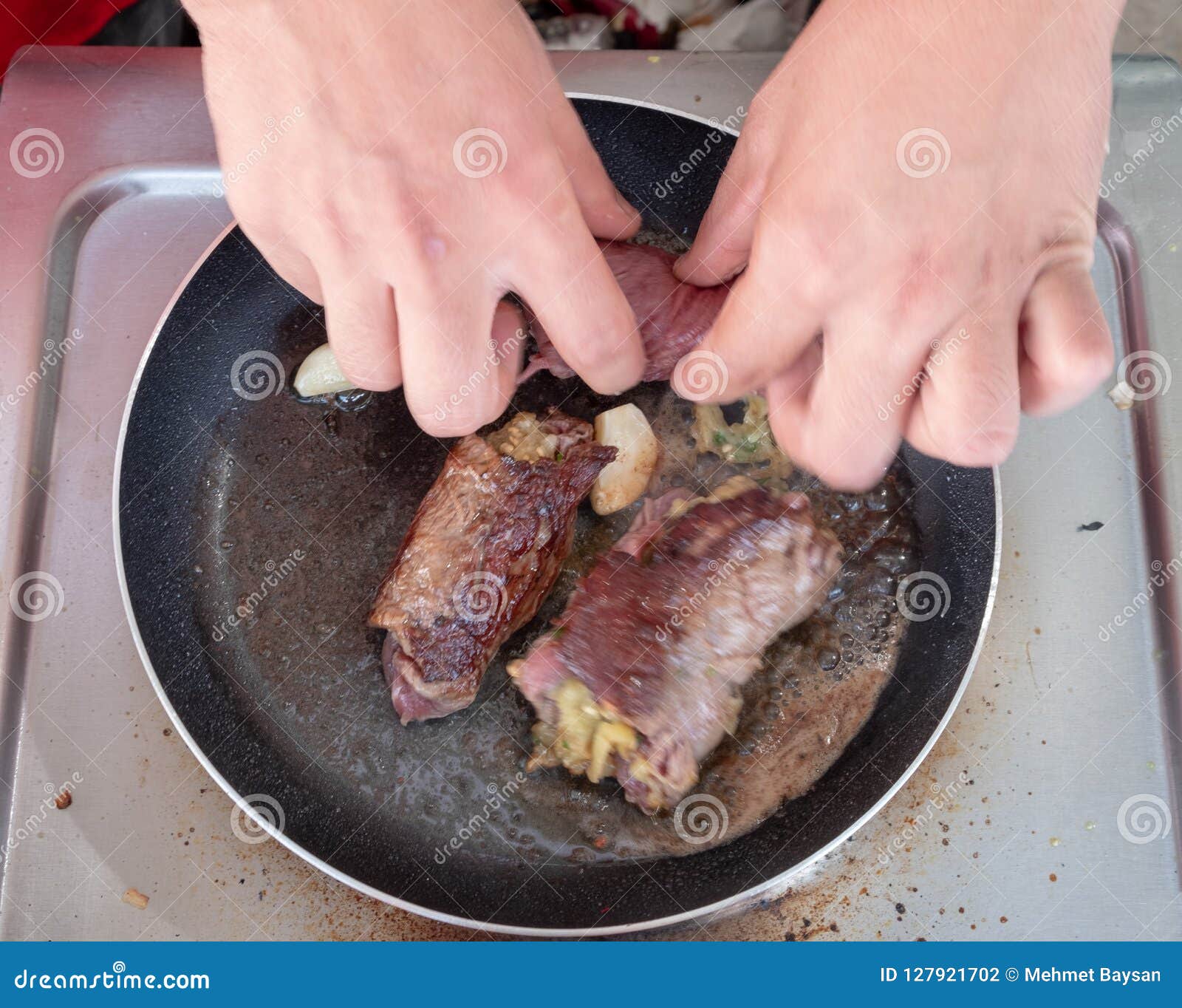 Chef in Hotel or Restaurant Kitchen Cooking only Hands Stock Photo ...