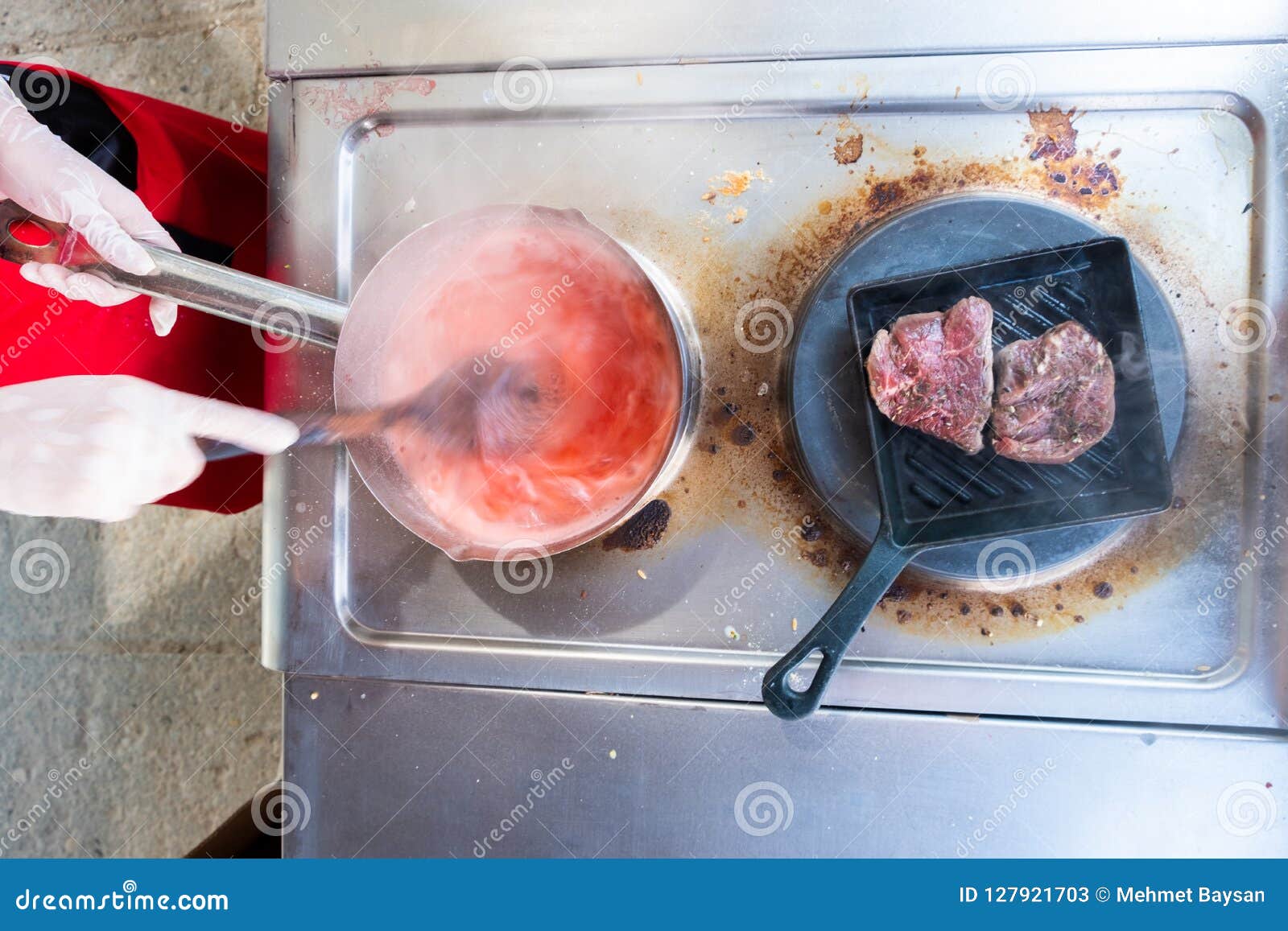 Chef in Hotel or Restaurant Kitchen Cooking only Hands Stock Image ...