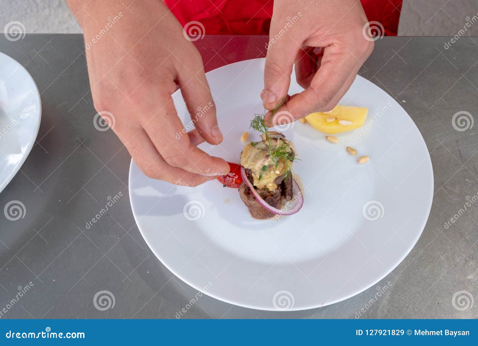 Chef in Hotel or Restaurant Kitchen Cooking only Hands Stock Image ...