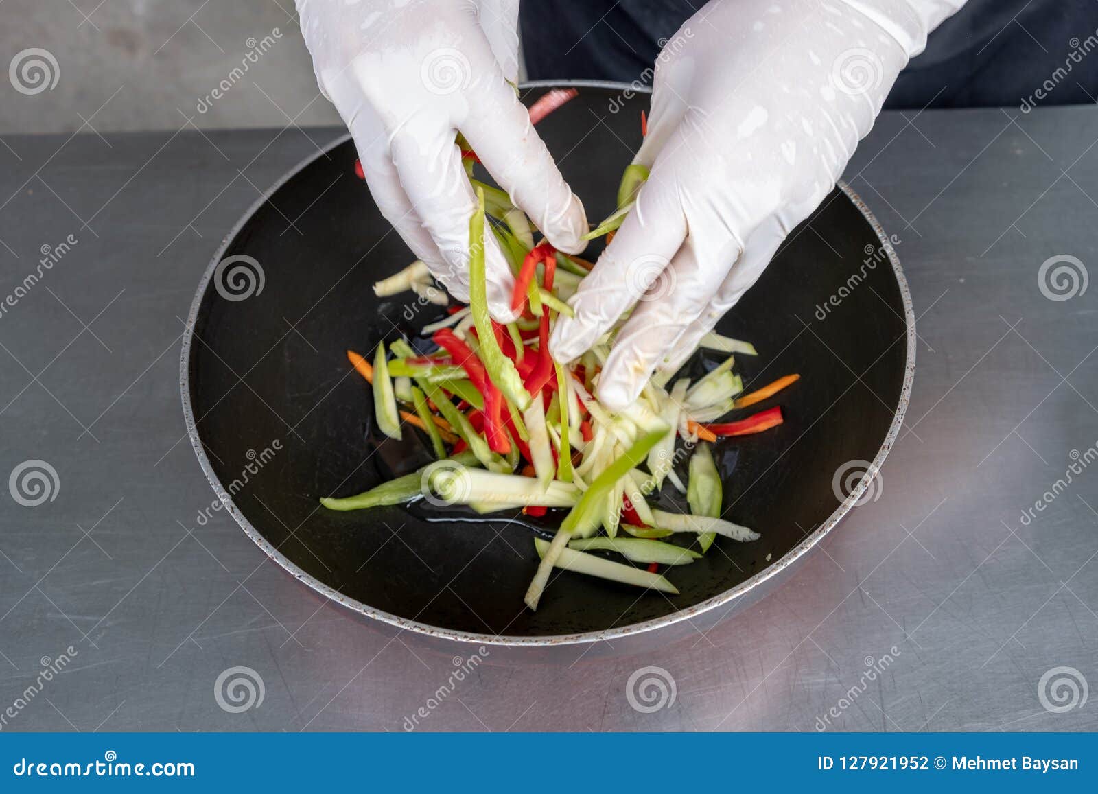 Chef in Hotel or Restaurant Kitchen Cooking only Hands Stock Photo ...
