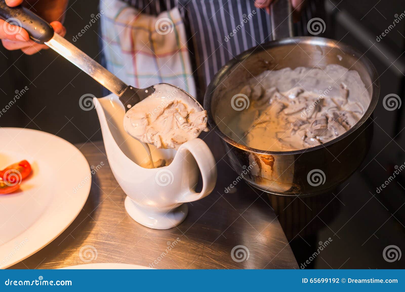 Chef in Hotel or Restaurant Kitchen Cooking, only Hands Stock Photo ...