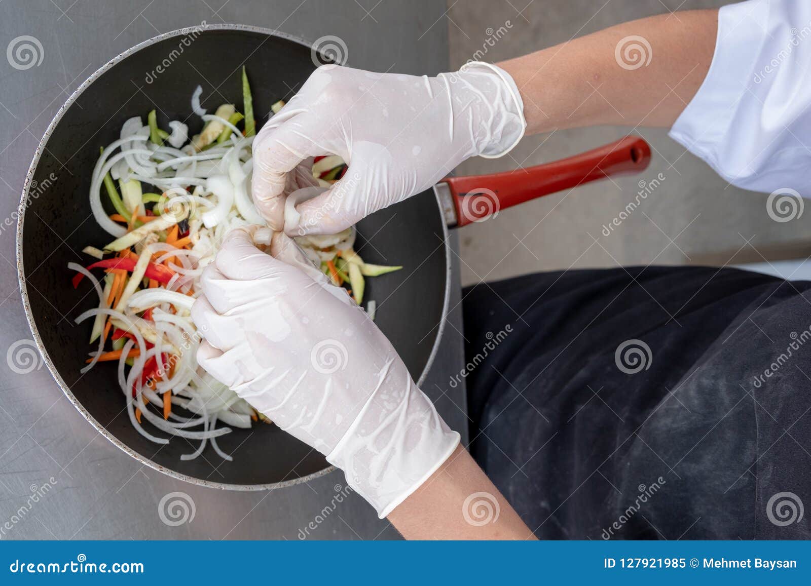 Chef in Hotel or Restaurant Kitchen Cooking only Hands Stock Image ...