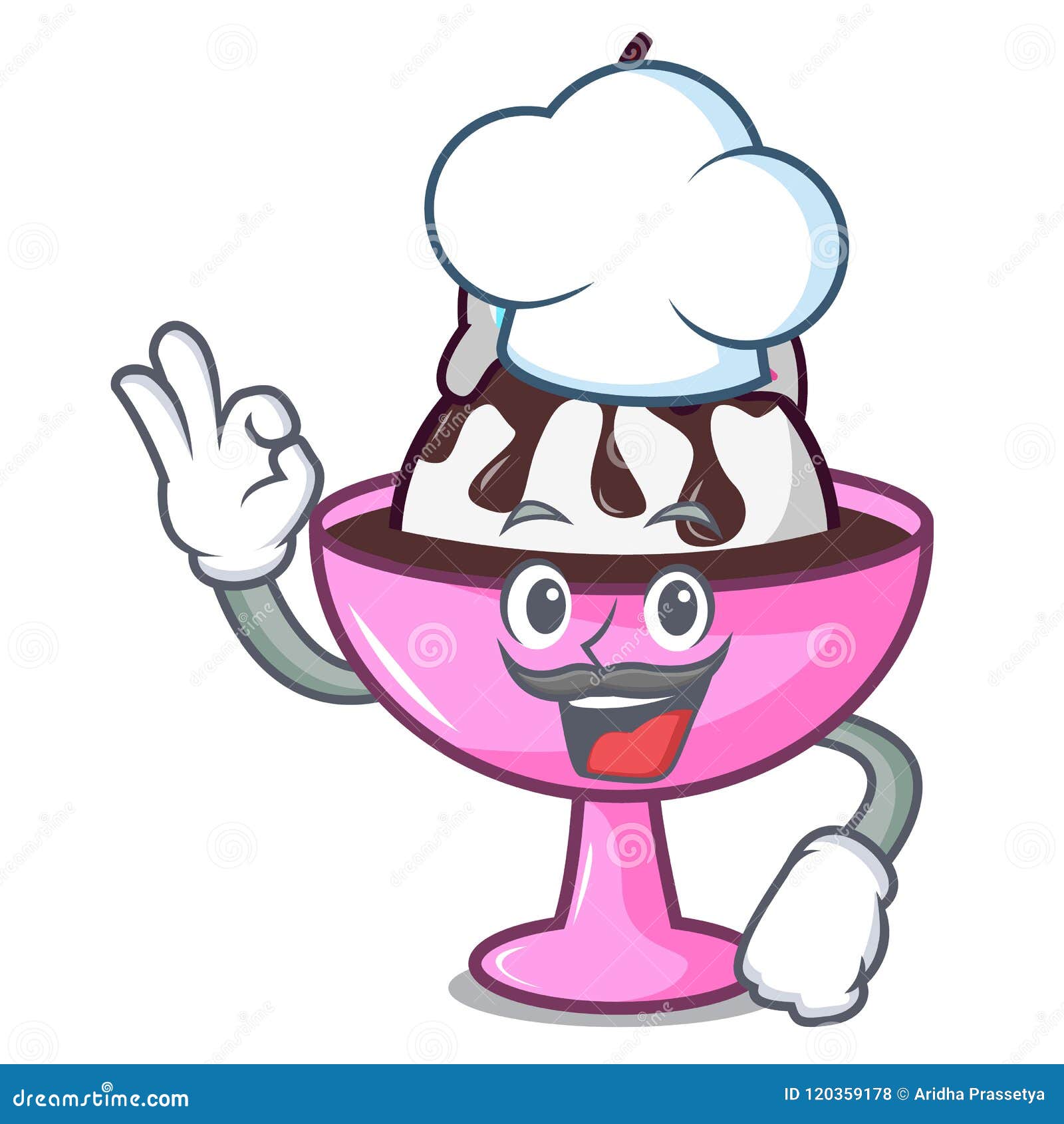 Chef Ice Cream Sundae Character Cartoon Stock Vector - Illustration of ...
