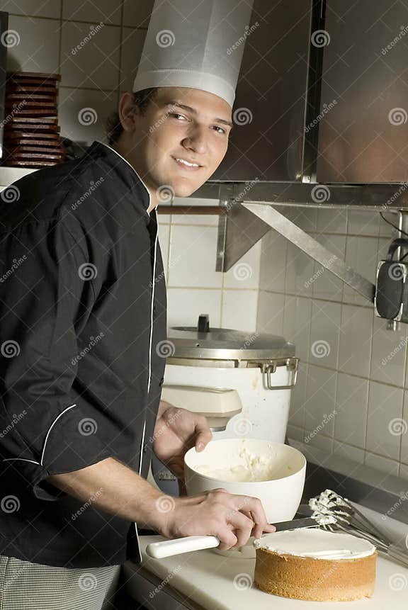 Chef Icing a Cake stock image. Image of knives, chef, adult - 6409311