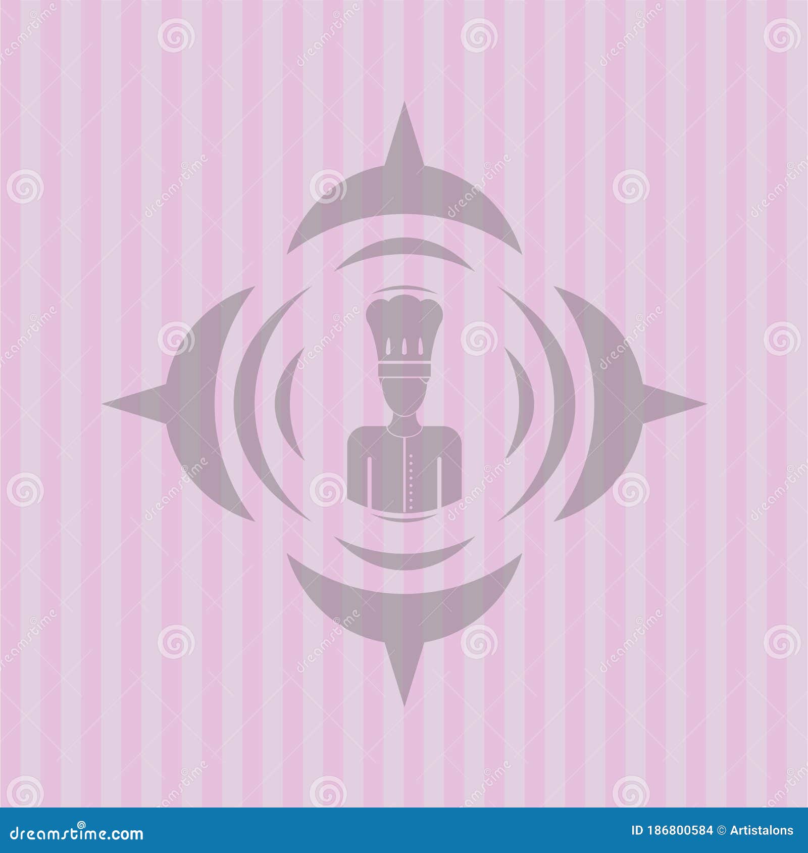 Chef Icon Inside Retro Pink Emblem. Concept Design Stock Illustration ...