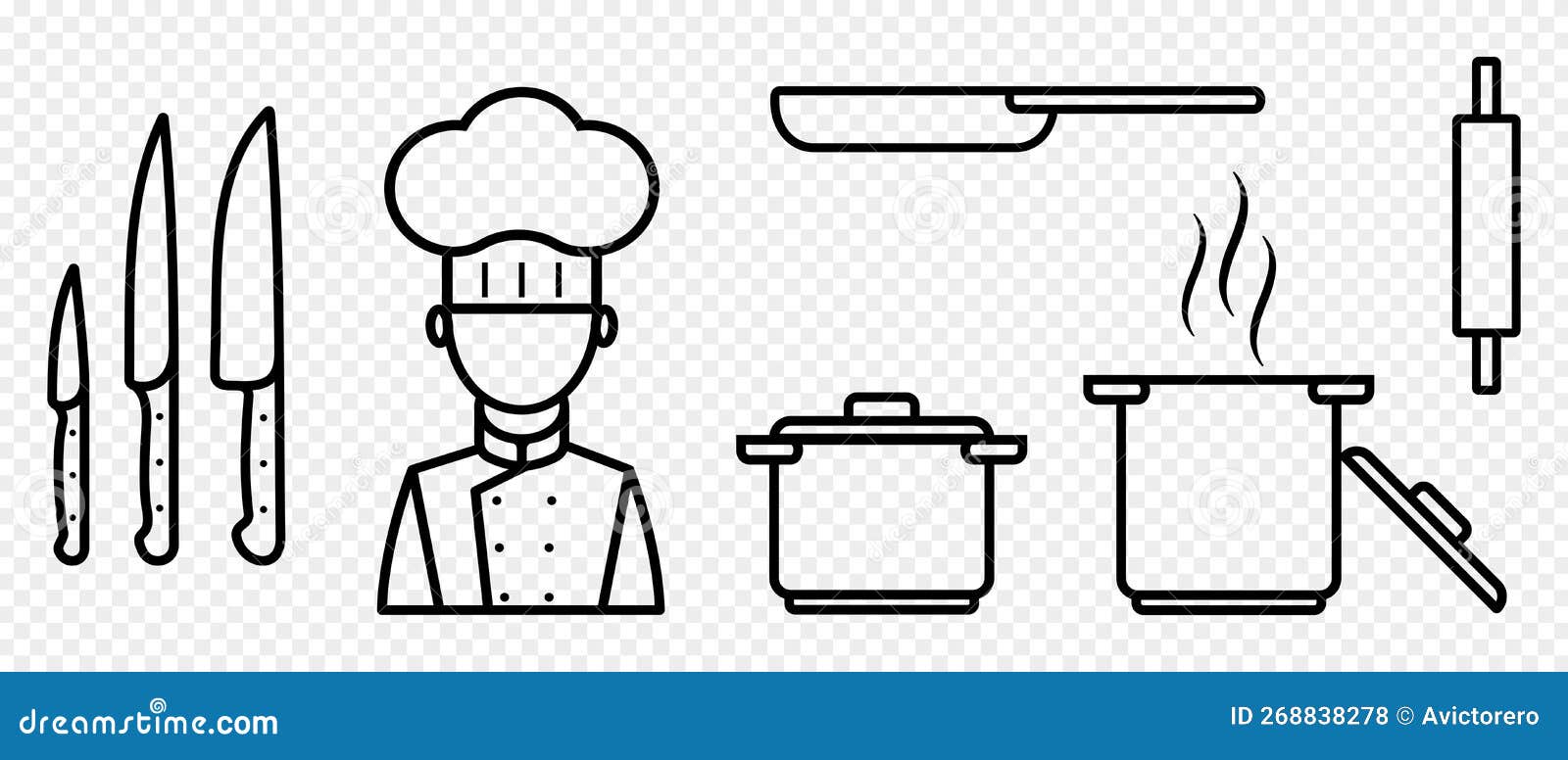 Chef Icon Set. Collection of Cooking Kitchen Utensils Stock Vector ...
