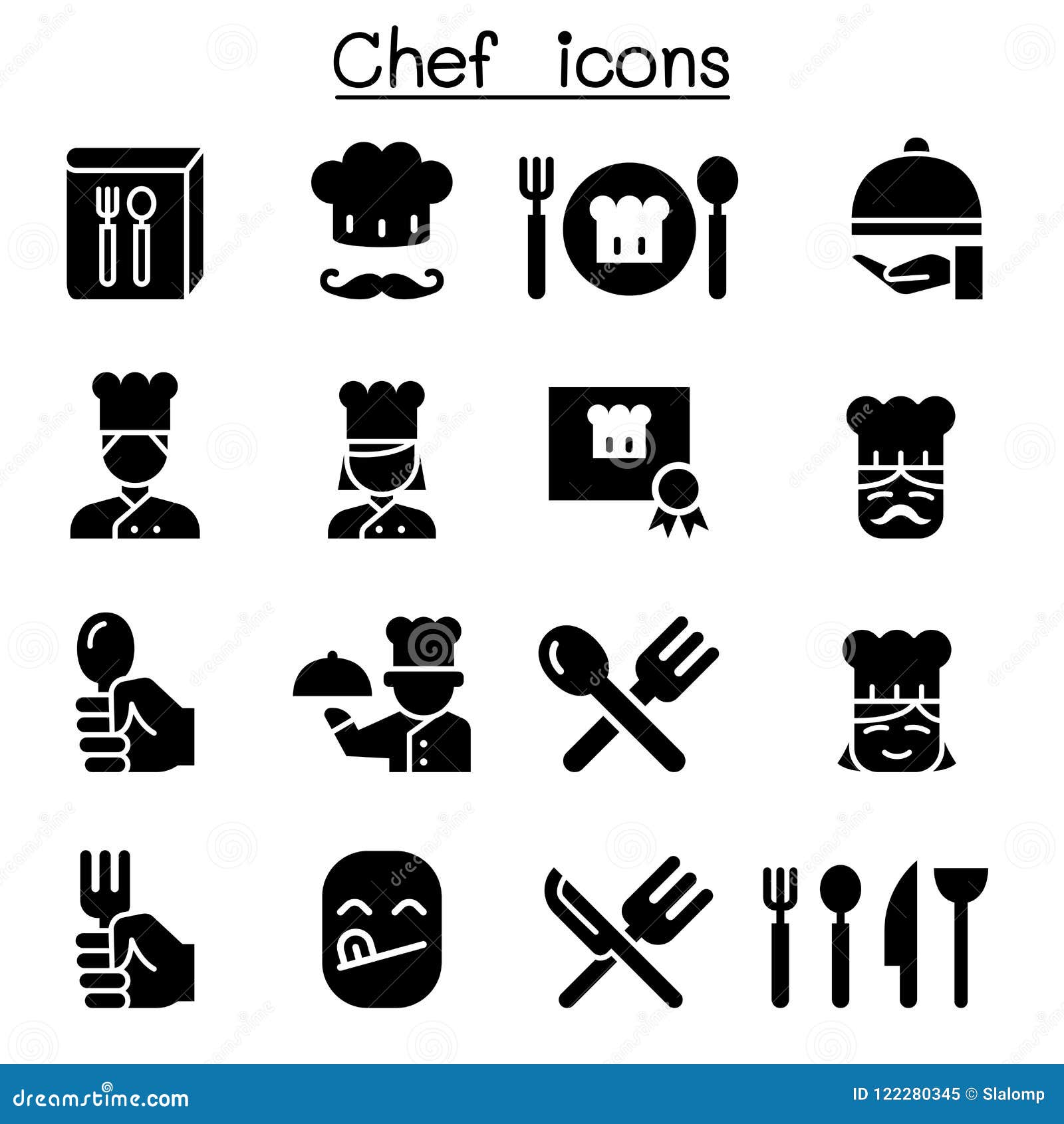Chef icon set stock illustration. Illustration of collection - 122280345