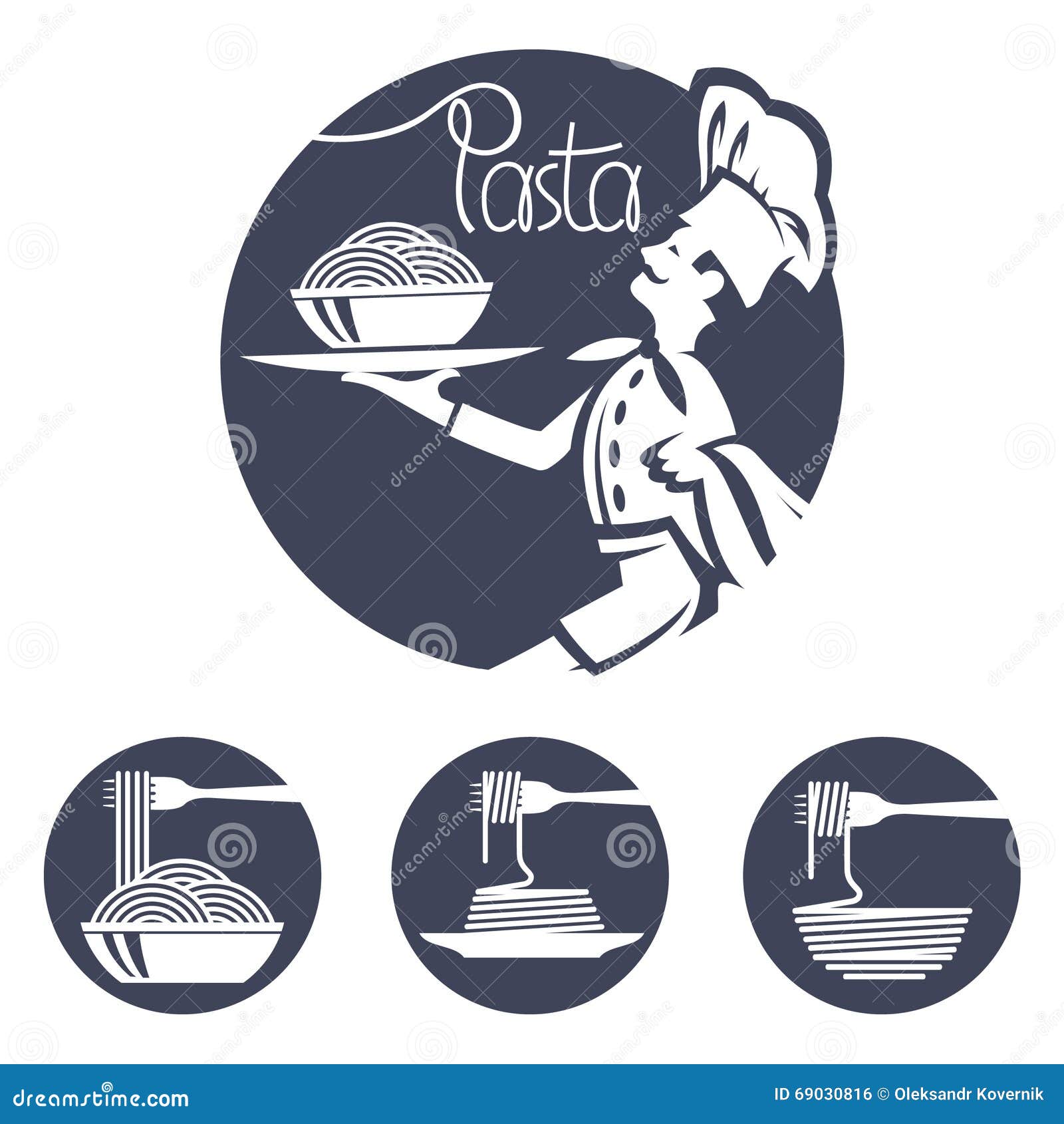 Chef Icons With Dish Of Pasta Vector Illustration | CartoonDealer.com ...