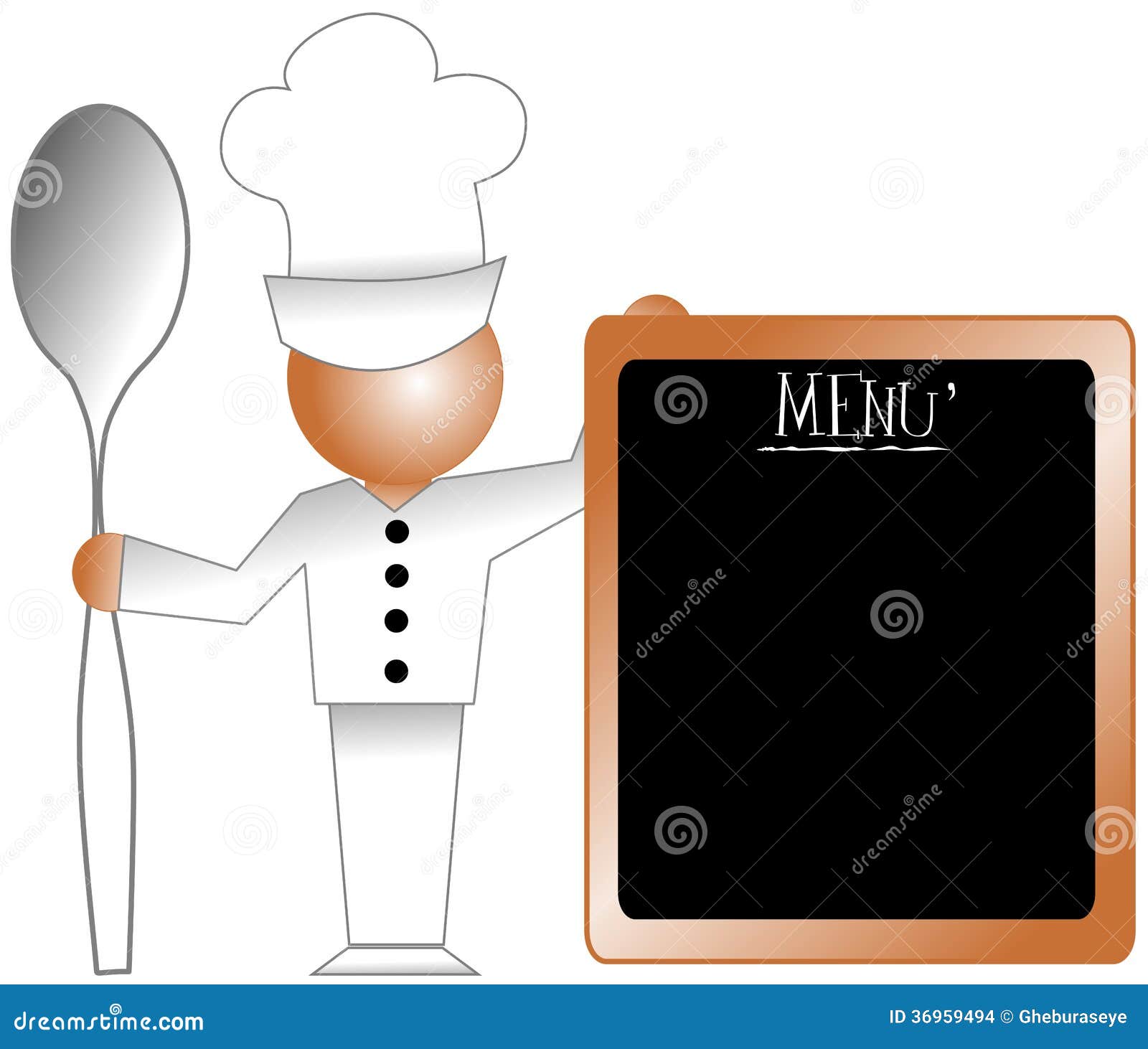 Stylized Chef with Spoon and Menu Isolated Stock Illustration ...