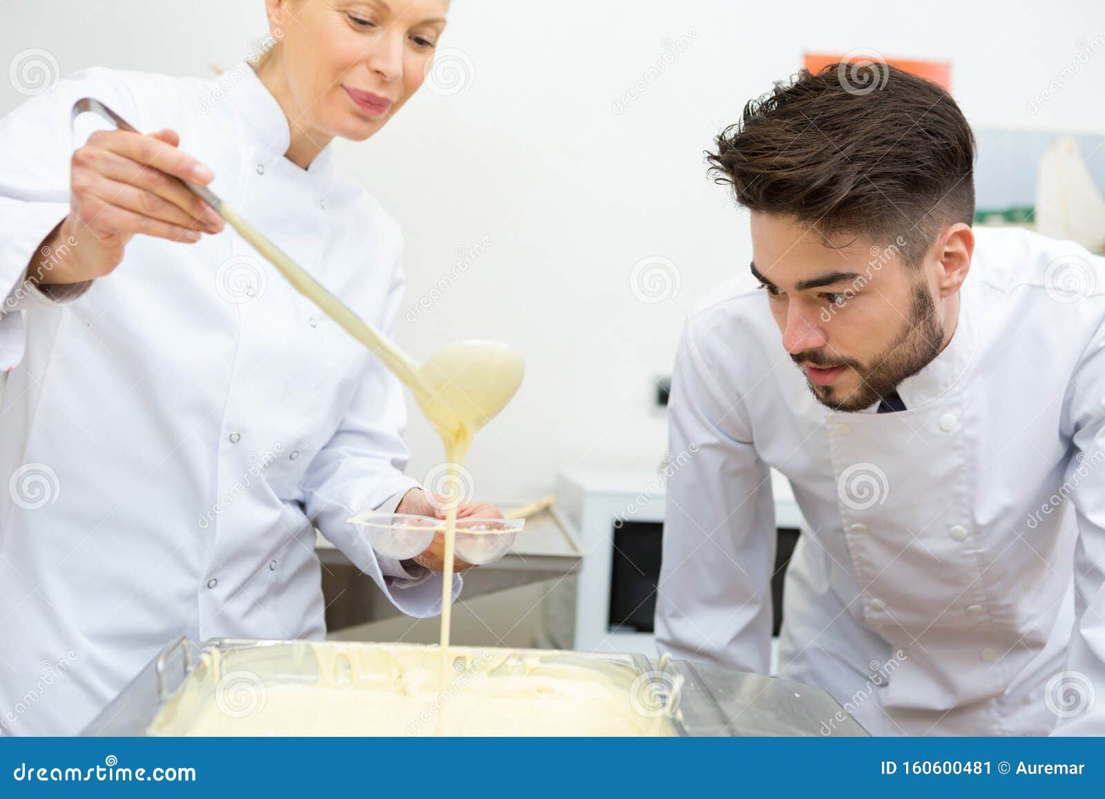Chef Inspecting White Chocolate Consistency Stock Image - Image of ...
