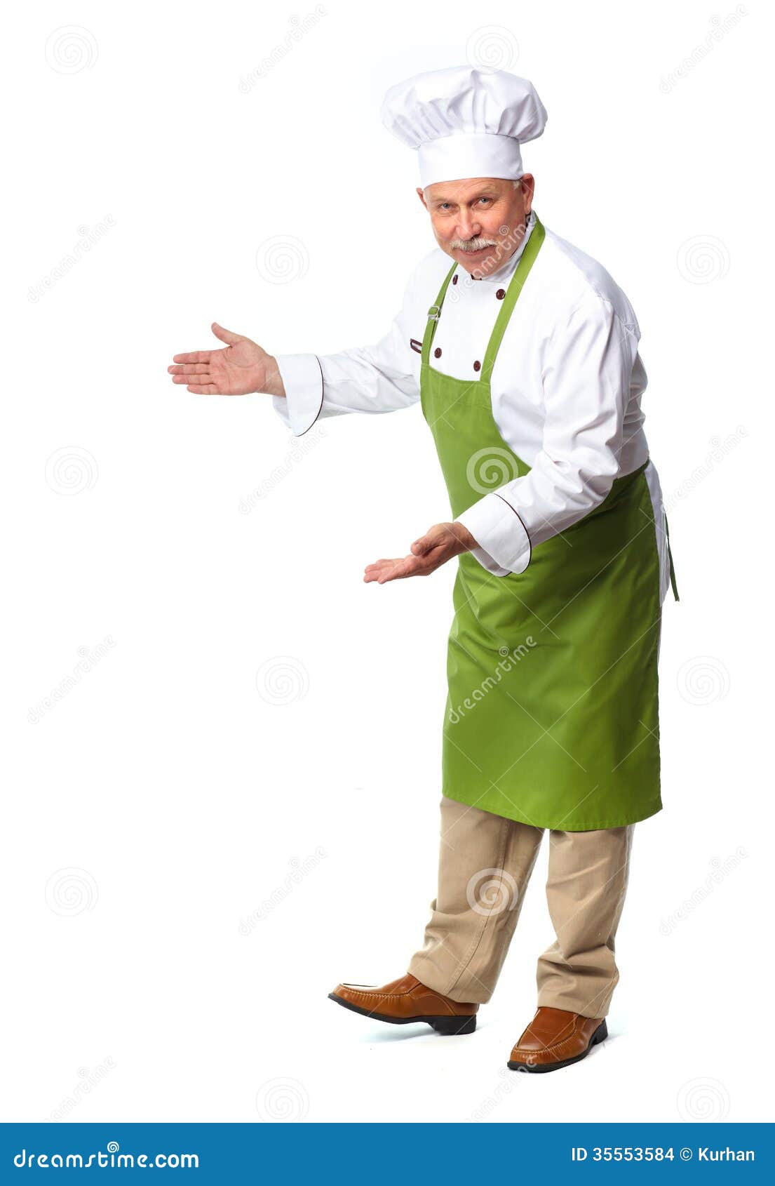 Chef Inviting in Restaurant. Stock Photo - Image of grandfather ...