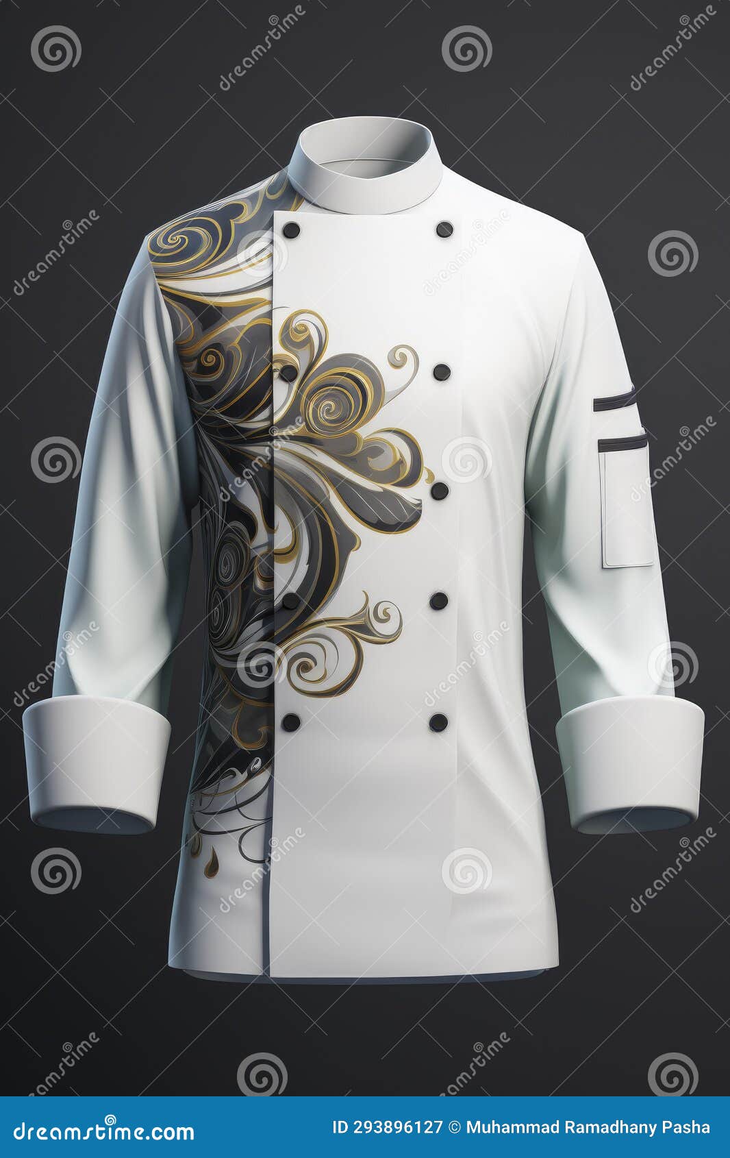 Chef Jacket Mockup, Front View, 3d Rendering. Empty Cotton Master ...