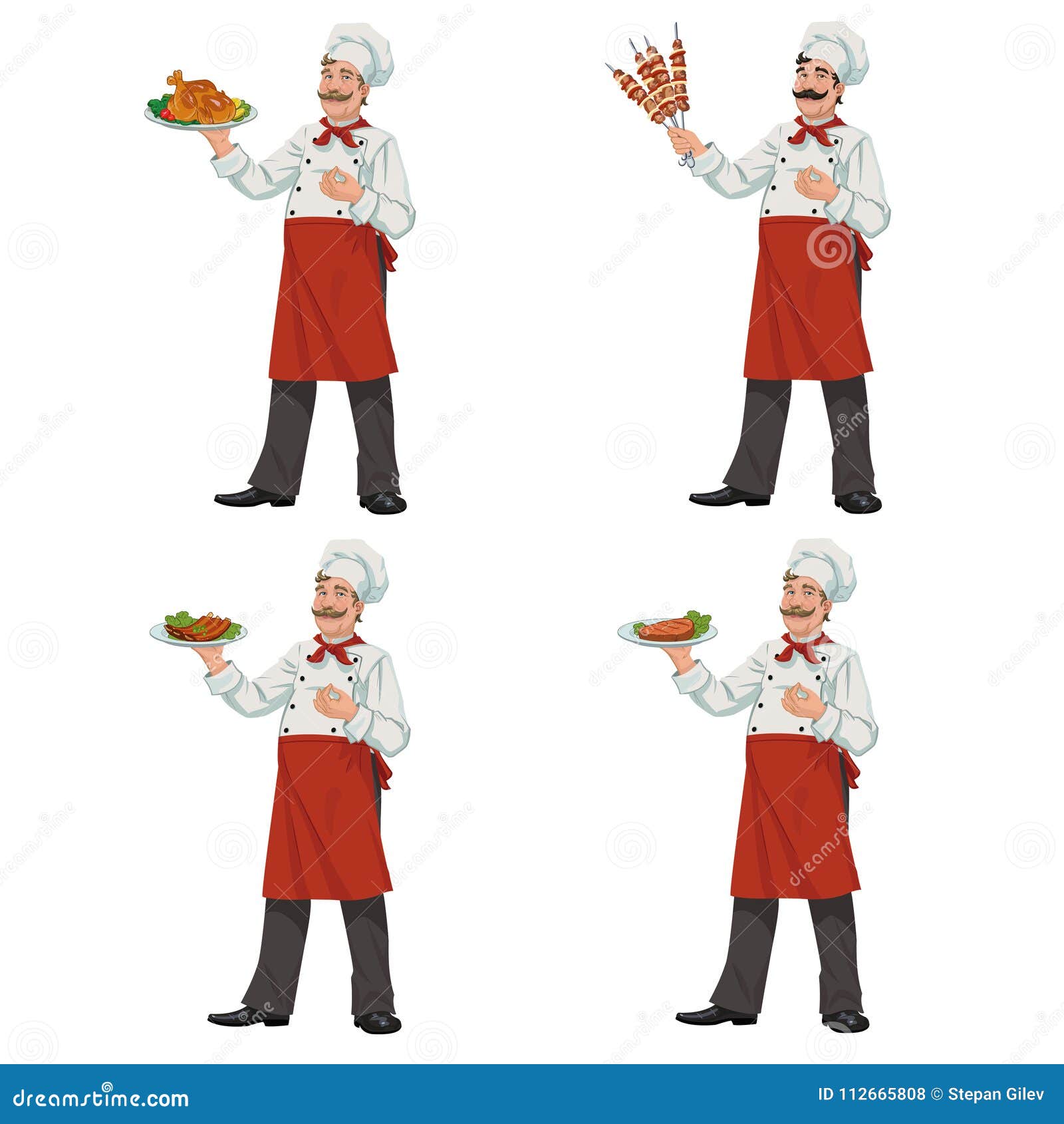 Chef keeps a dish of food stock vector. Illustration of food - 112665808