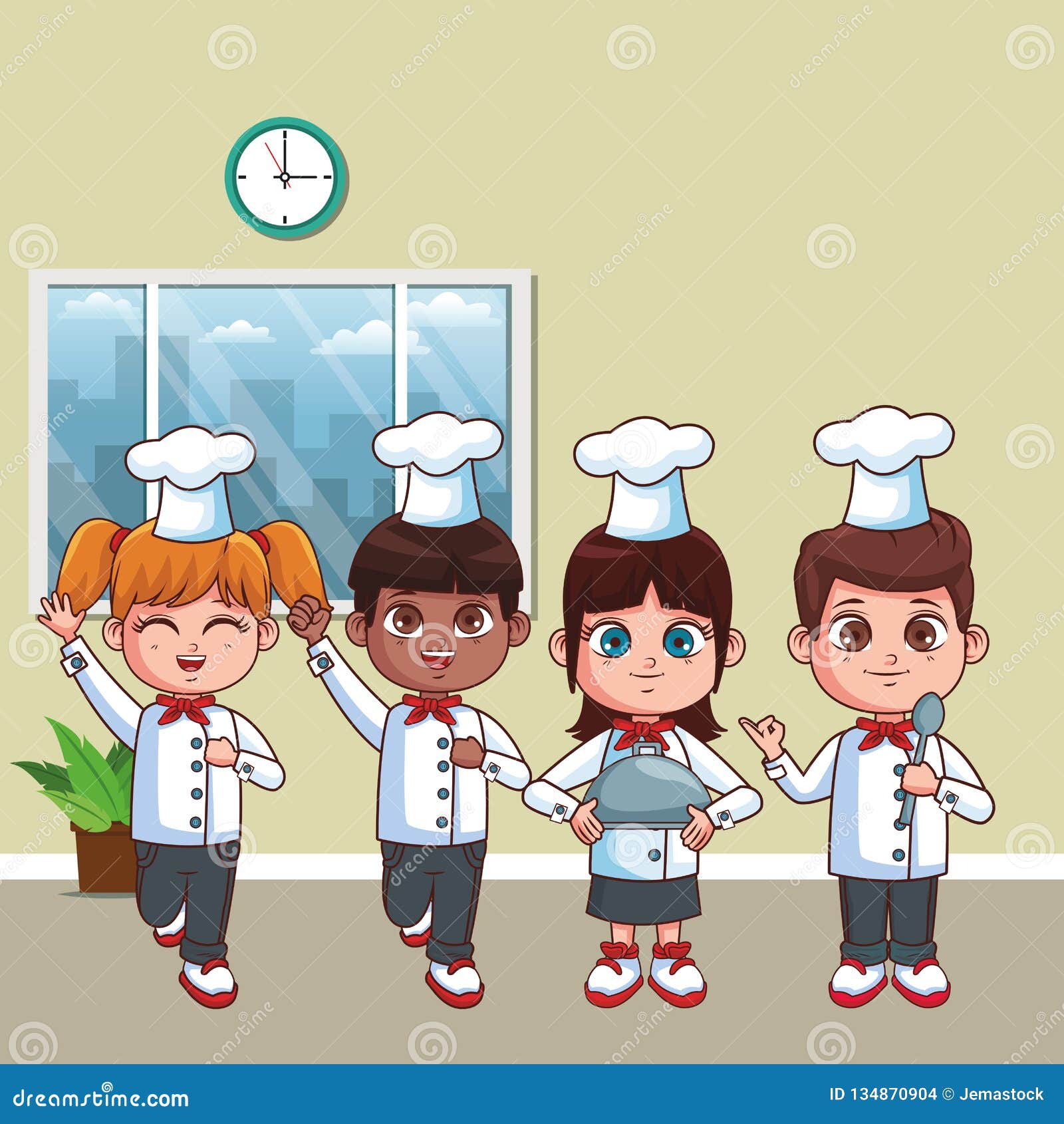 Chef kids cartoons stock vector. Illustration of child - 134870904