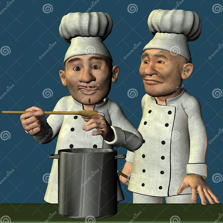 Chef and kitchen boy stock illustration. Illustration of master - 24106055