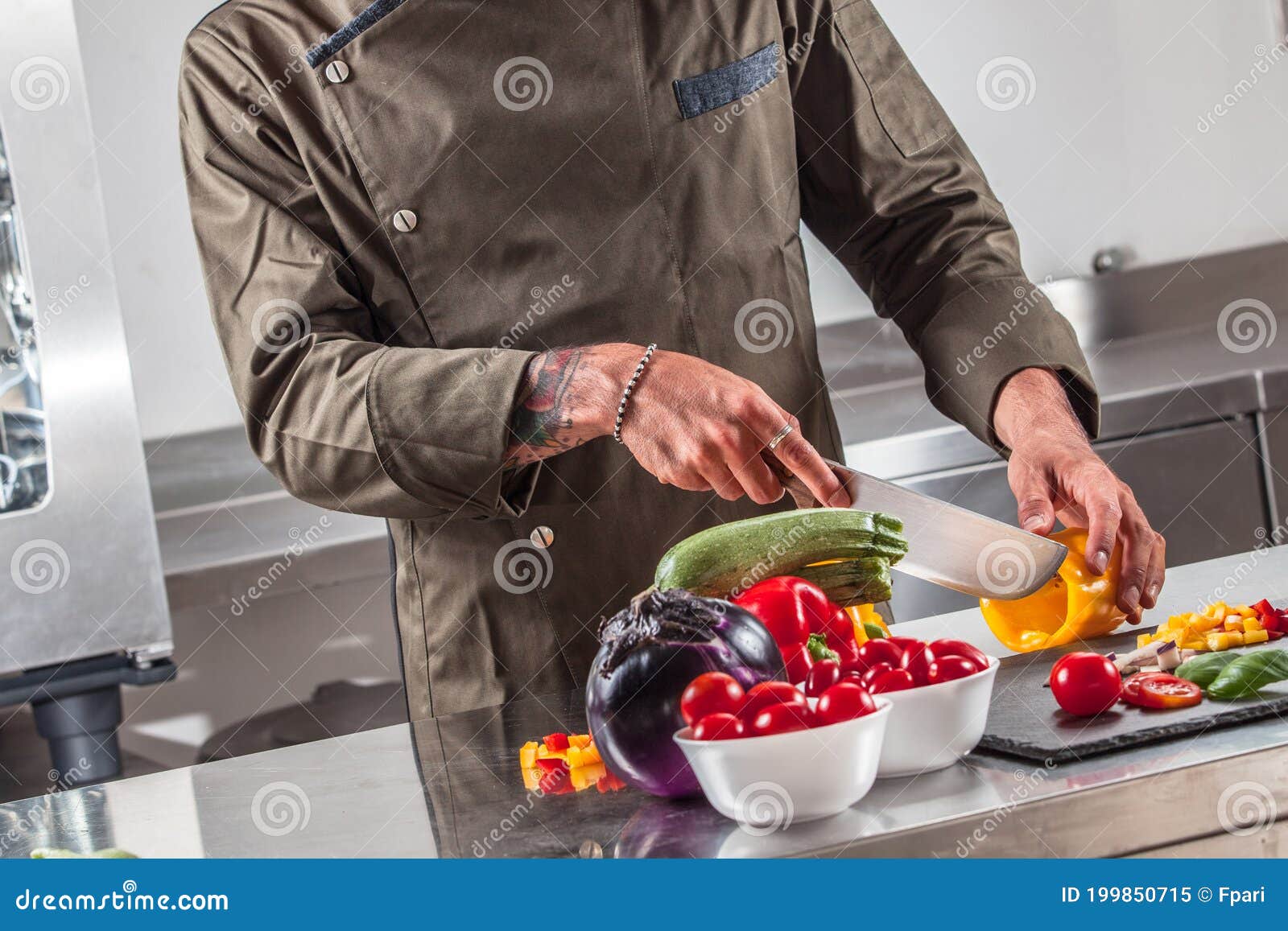 Chef in kitchen stock image. Image of culinary, fine - 199850715