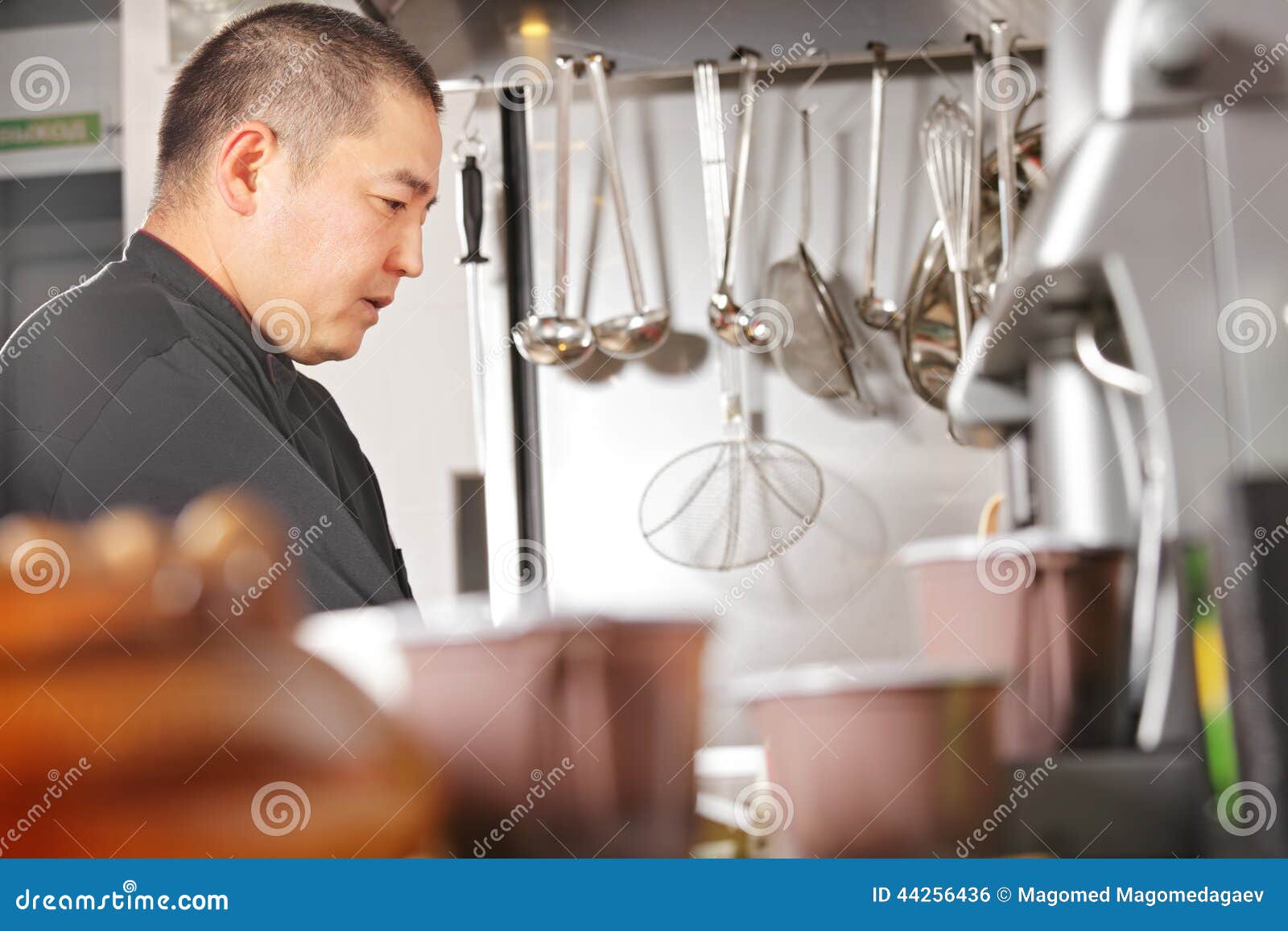 Chef at the kitchen stock photo. Image of male, cooking - 44256436