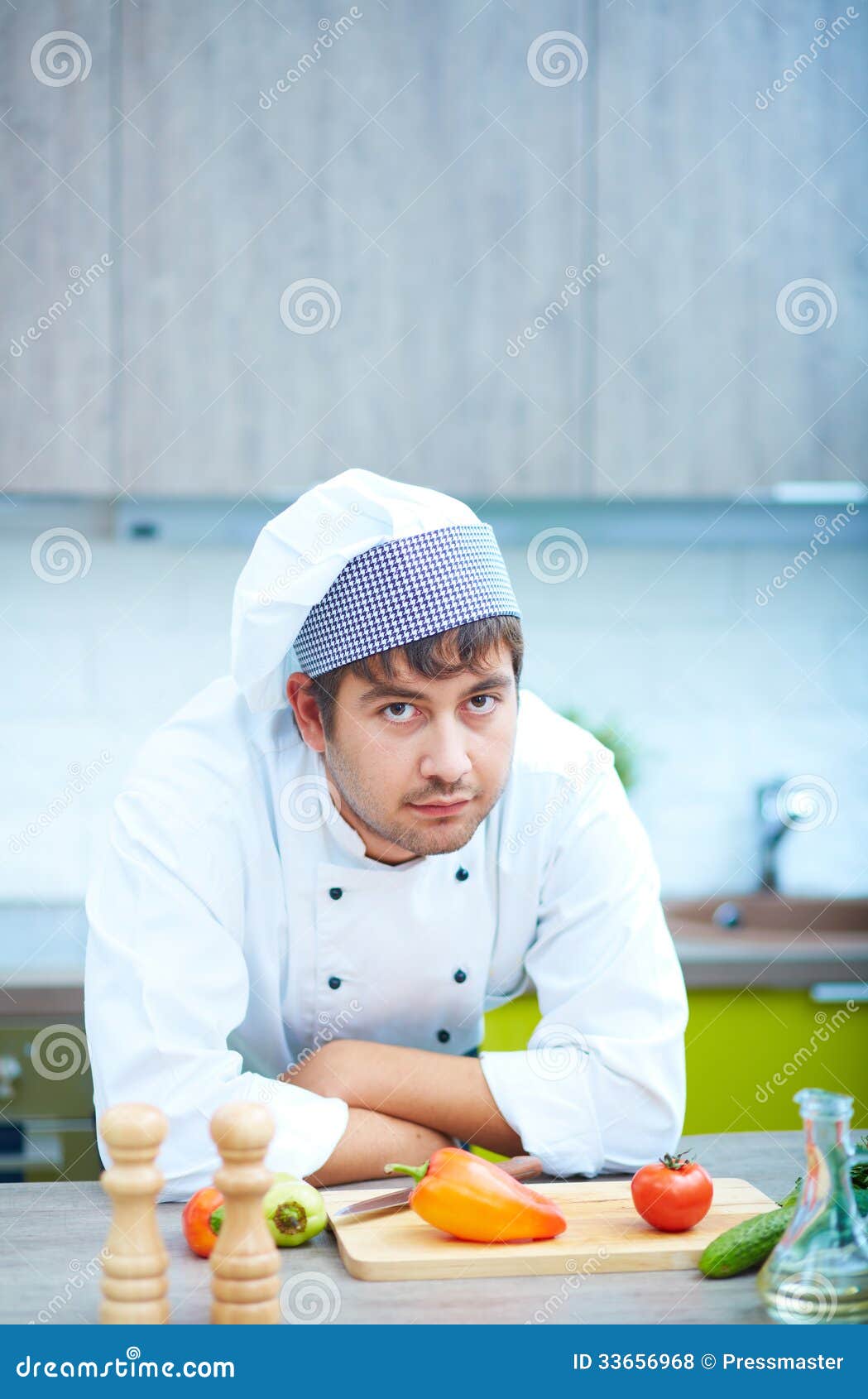 Chef in the kitchen stock photo. Image of masculine, calm - 33656968