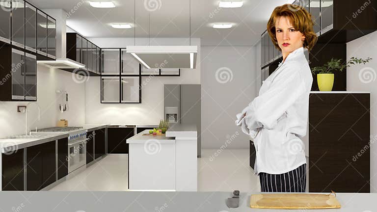 Chef in a Kitchen stock photo. Image of cook, angry, preparing - 36578024